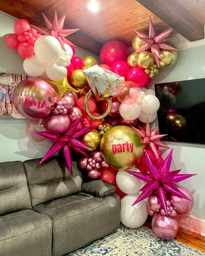 CYMYLAR 3pcs 26inch babe pink Star foil balloons.babe Explosion Star burst star balloon-Spike cone balloon for birthday party decorations,wedding,Bachelor party