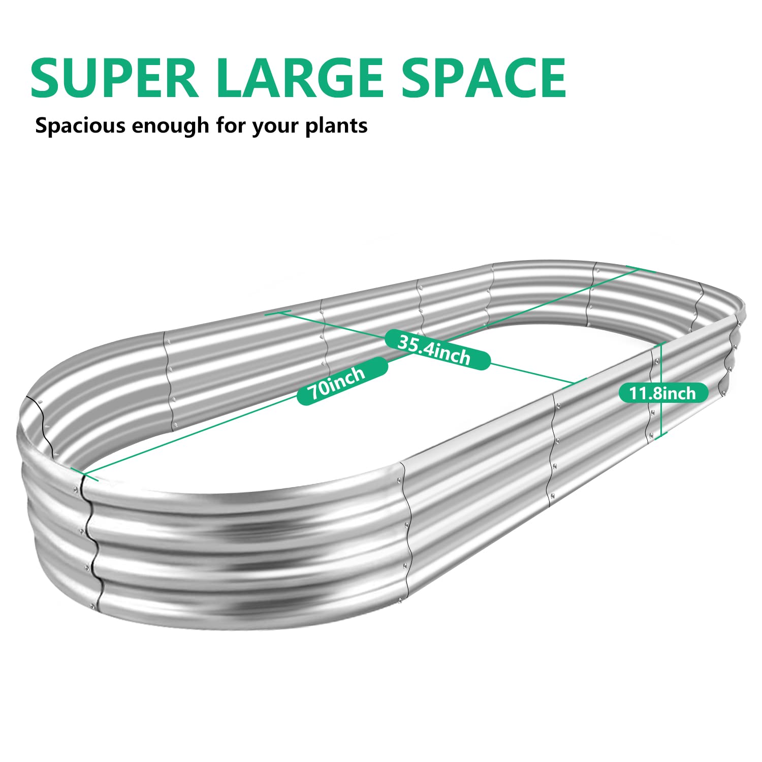 Kettalk 2Pcs Galvanized Raised Garden Bed,6×3×1ft Galvanized Planter Raised Garden Boxes Outdoor, Large Oval Metal Raised Garden Beds for Vegetables,Flowers and Fruits