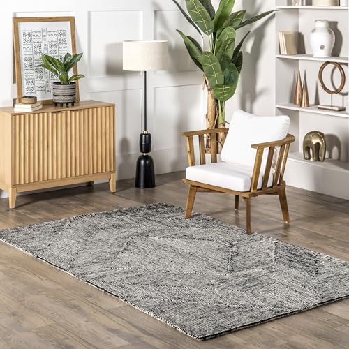 nuLOOM Heidi Modern Hand Tufted Wool Area Rug, 8x10, Charcoal
