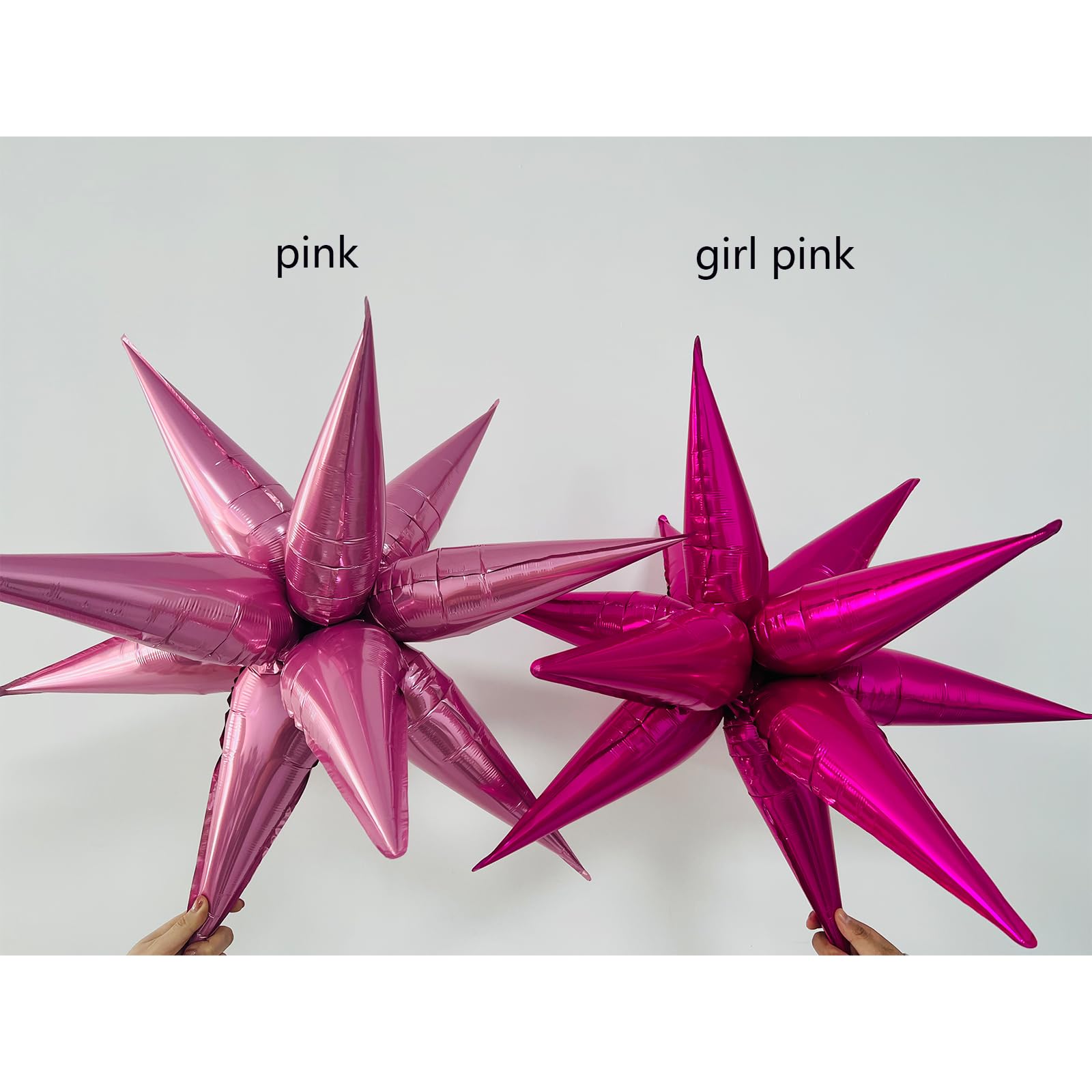CYMYLAR 3pcs 26inch babe pink Star foil balloons.babe Explosion Star burst star balloon-Spike cone balloon for birthday party decorations,wedding,Bachelor party