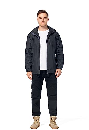 CorBuyit Men's Lightweight Waterproof Rain Jacket with Hood, Breathable Outdoor Coat for Work or Hiking