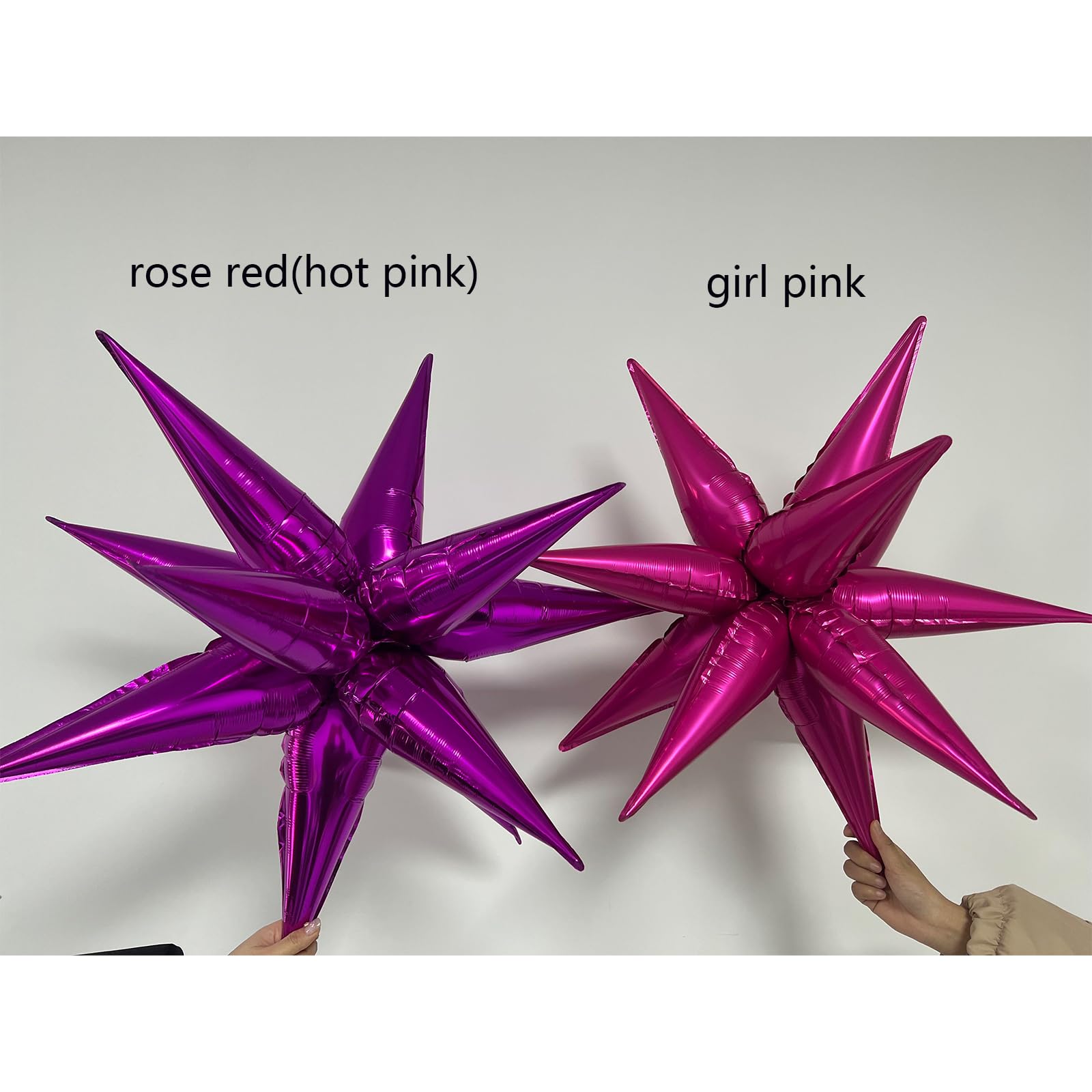 CYMYLAR 3pcs 26inch babe pink Star foil balloons.babe Explosion Star burst star balloon-Spike cone balloon for birthday party decorations,wedding,Bachelor party