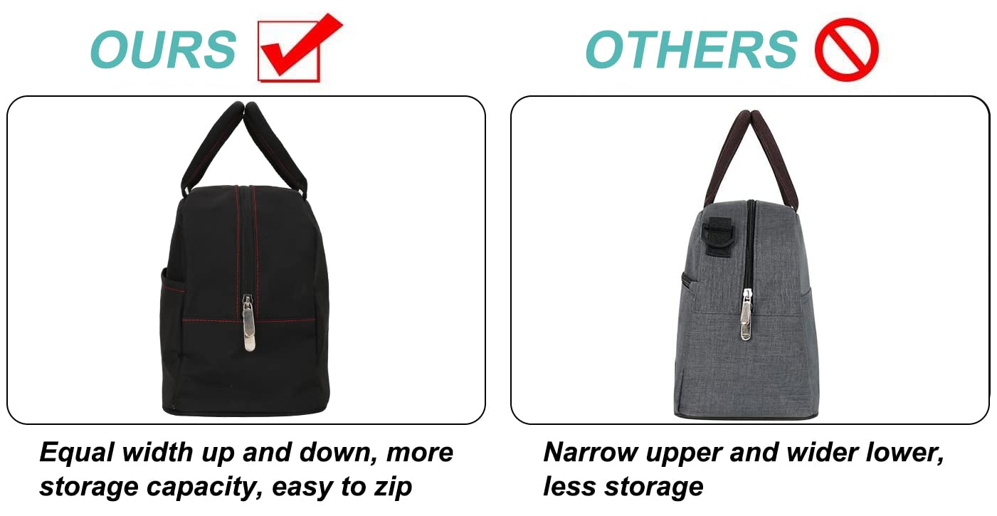 Ylebs Lunch Bag for Women Insulated Lunch Box,Black Adult Reusable Cooler Tote Bag for Work,Water-resistant Thermal