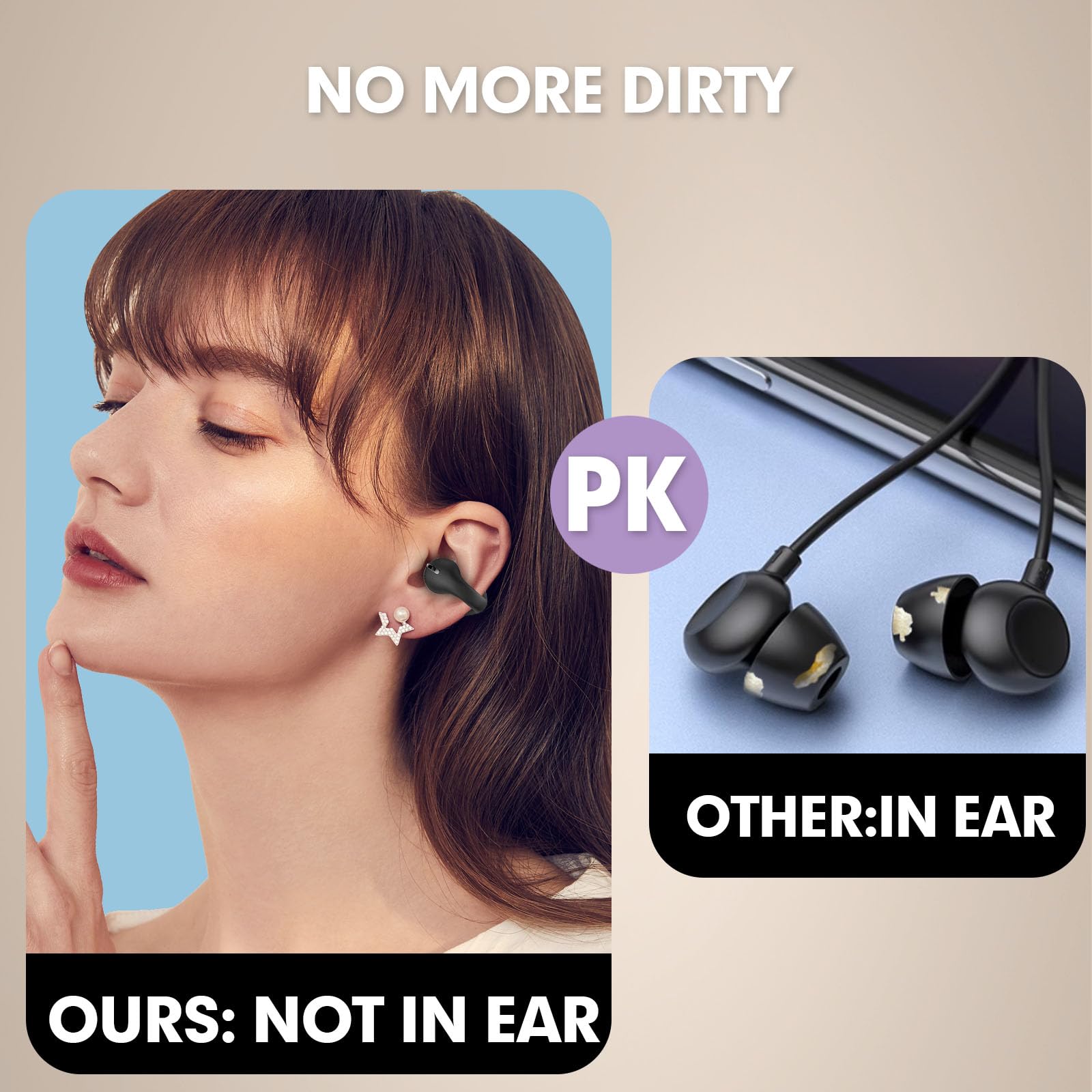Wireless Ear Clips Ear Buds Clip On Earbuds Open Ear Headphones Bluetooth Wireless Ear Clip Bone Conduction Headphones Earbuds Headset Earphones Head Set Bone Conducting Headphone
