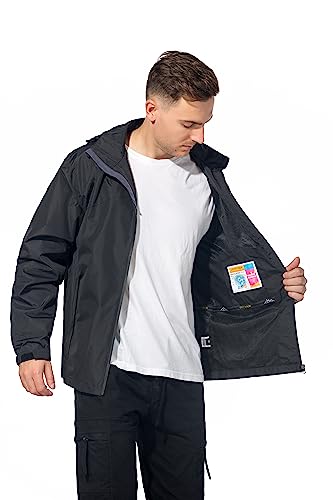 CorBuyit Men's Lightweight Waterproof Rain Jacket with Hood, Breathable Outdoor Coat for Work or Hiking