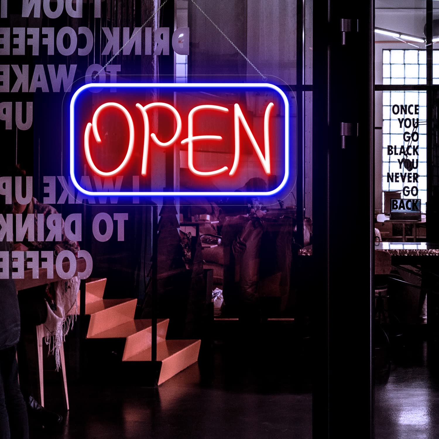 Neon Open Sign, Open Signs for Business, 16.5"x 8.4" Open Sign Led, Open Signs for Business Window With Adjustable Brightness, Open Neon Sign, Powered by USB with ON/OFF Switch