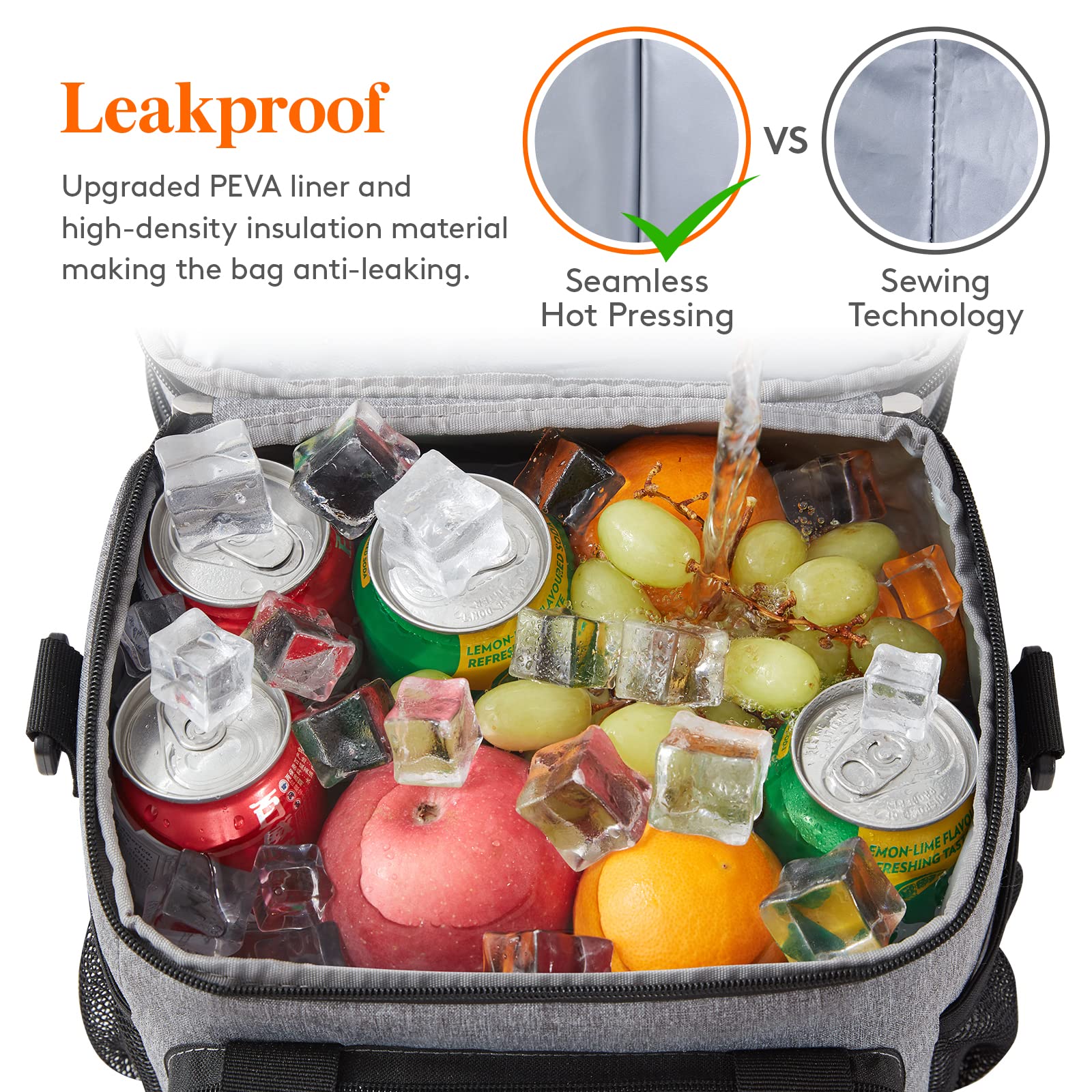 Lifewit Lunch Box for Men Women Double Deck Lunch Bag, Large Insulated Soft Cooler Bag, Leakproof Soft Meal Prep Lunch Tote with Shoulder Strap for Adults for Work/Flight/Travel, 12L/16Can, Grey