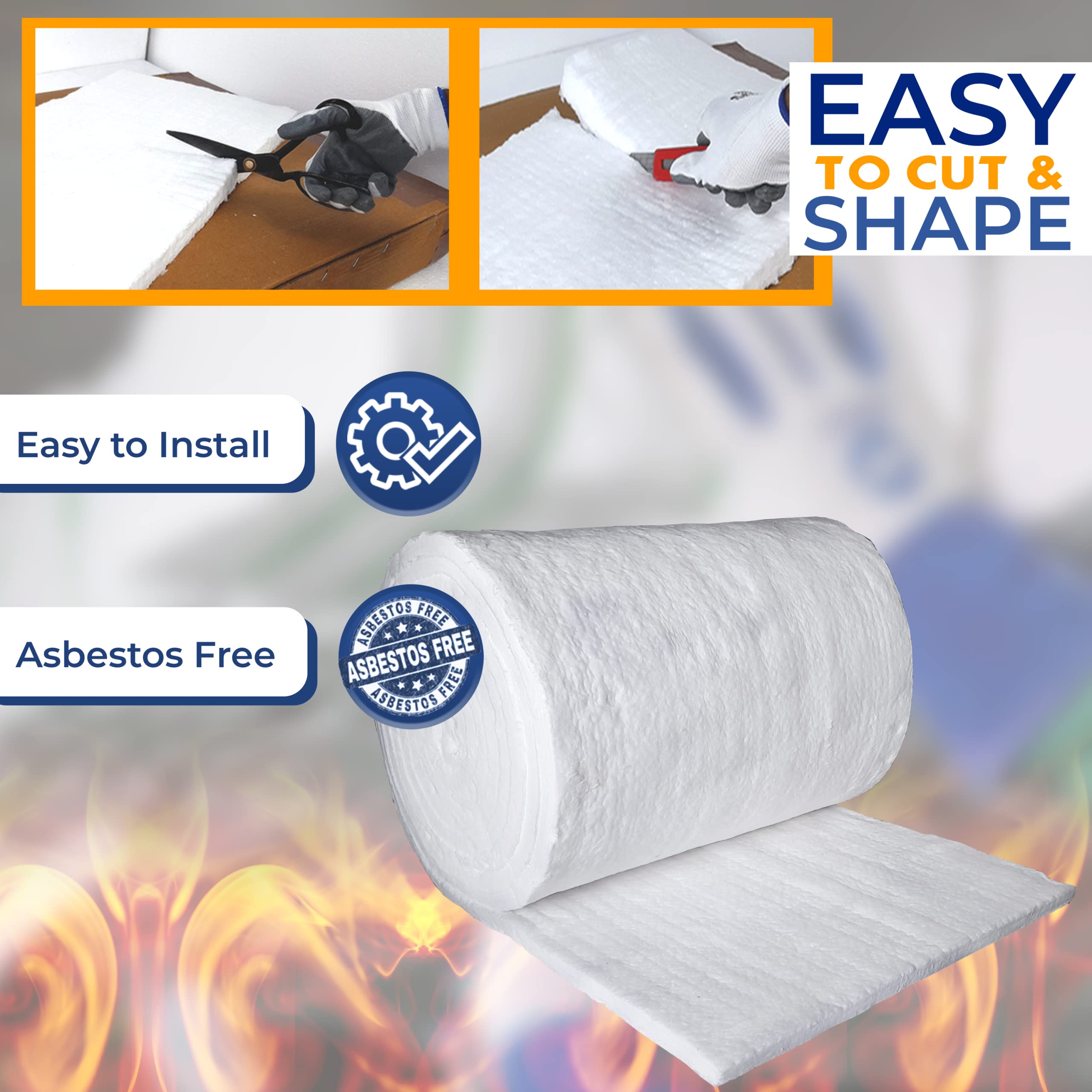 Simond Store Ceramic Fiber Insulation Roll, 2400F (1315C) 1"X24"X25', High Density Fireproof Insulation Blanket for Forge, Foundry, Furnace, Kiln, Wood Stove, Pizza Oven, Dishwasher Insulation Blanket