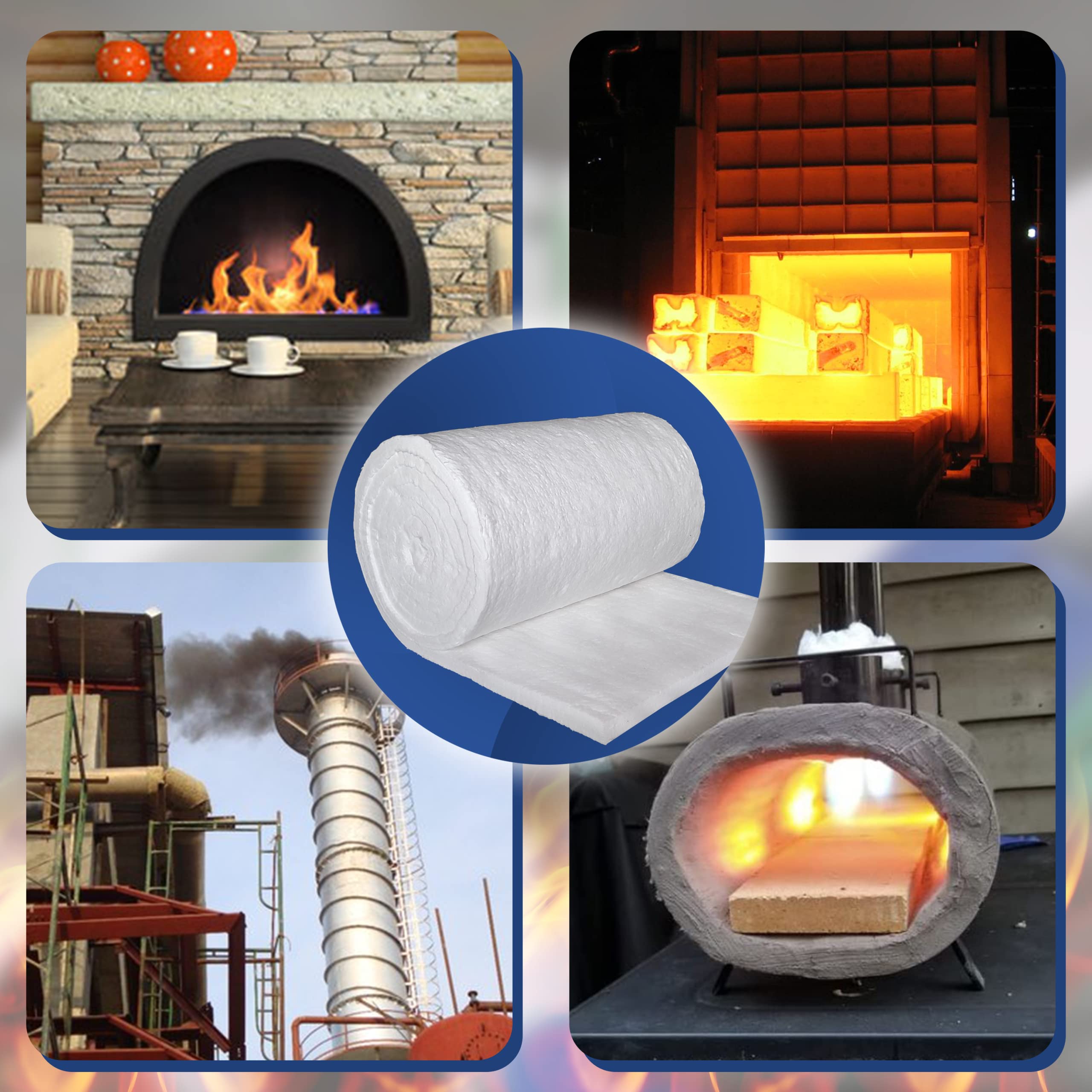 Simond Store Ceramic Fiber Insulation Roll, 2400F (1315C) 1"X24"X25', High Density Fireproof Insulation Blanket for Forge, Foundry, Furnace, Kiln, Wood Stove, Pizza Oven, Dishwasher Insulation Blanket
