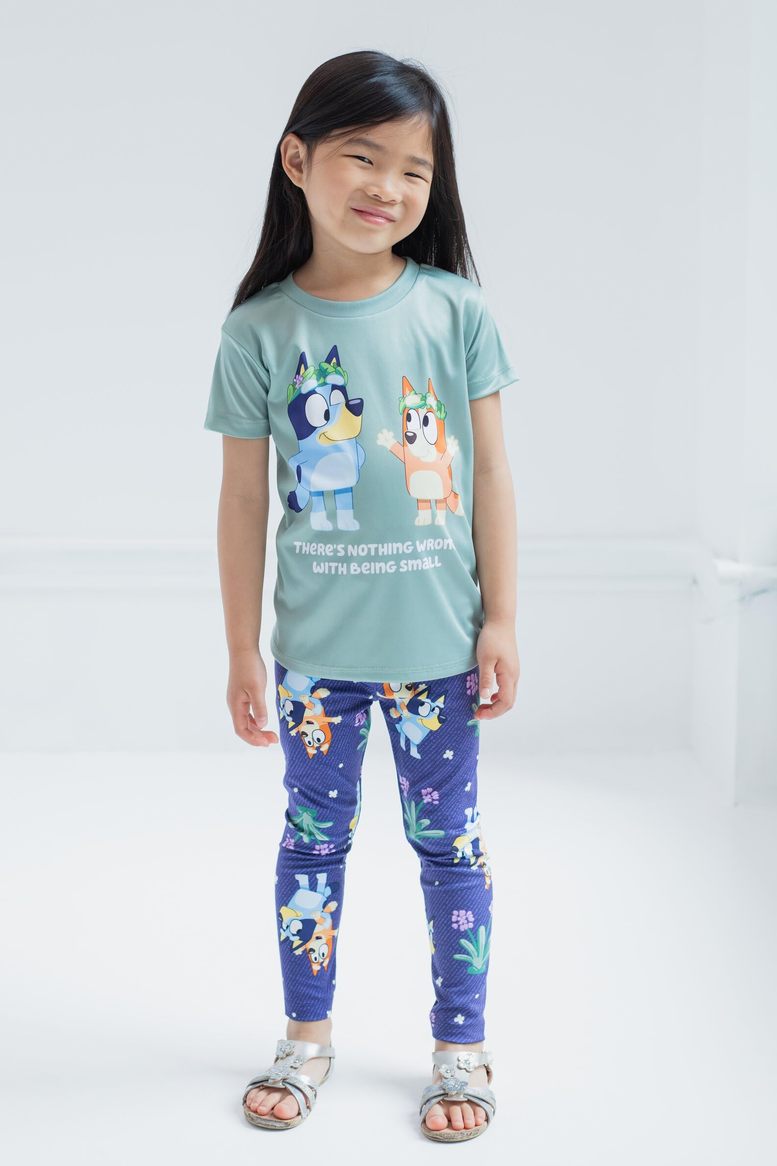 Bluey Bingo Toddler Girls T-Shirt and Leggings Outfit Set Green/Blue 4T