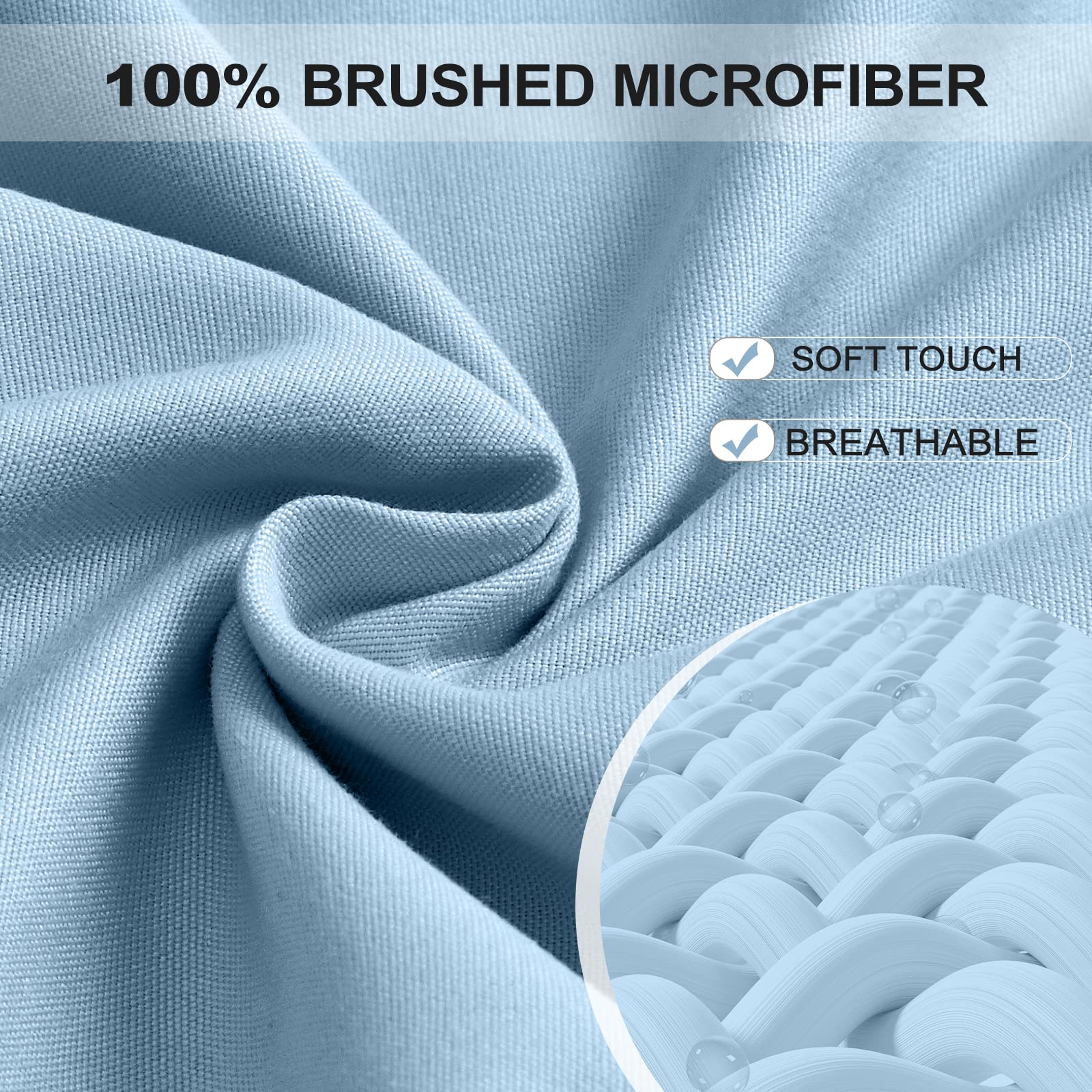 FreshCulture Full Fitted Sheet Only - Hotel Quality Fitted Sheet Full Size - Ultra Soft & Breathable - Brushed Microfiber - Deep Pocket - Cooling Fitted Sheets for Full Size Bed (Light Blue)
