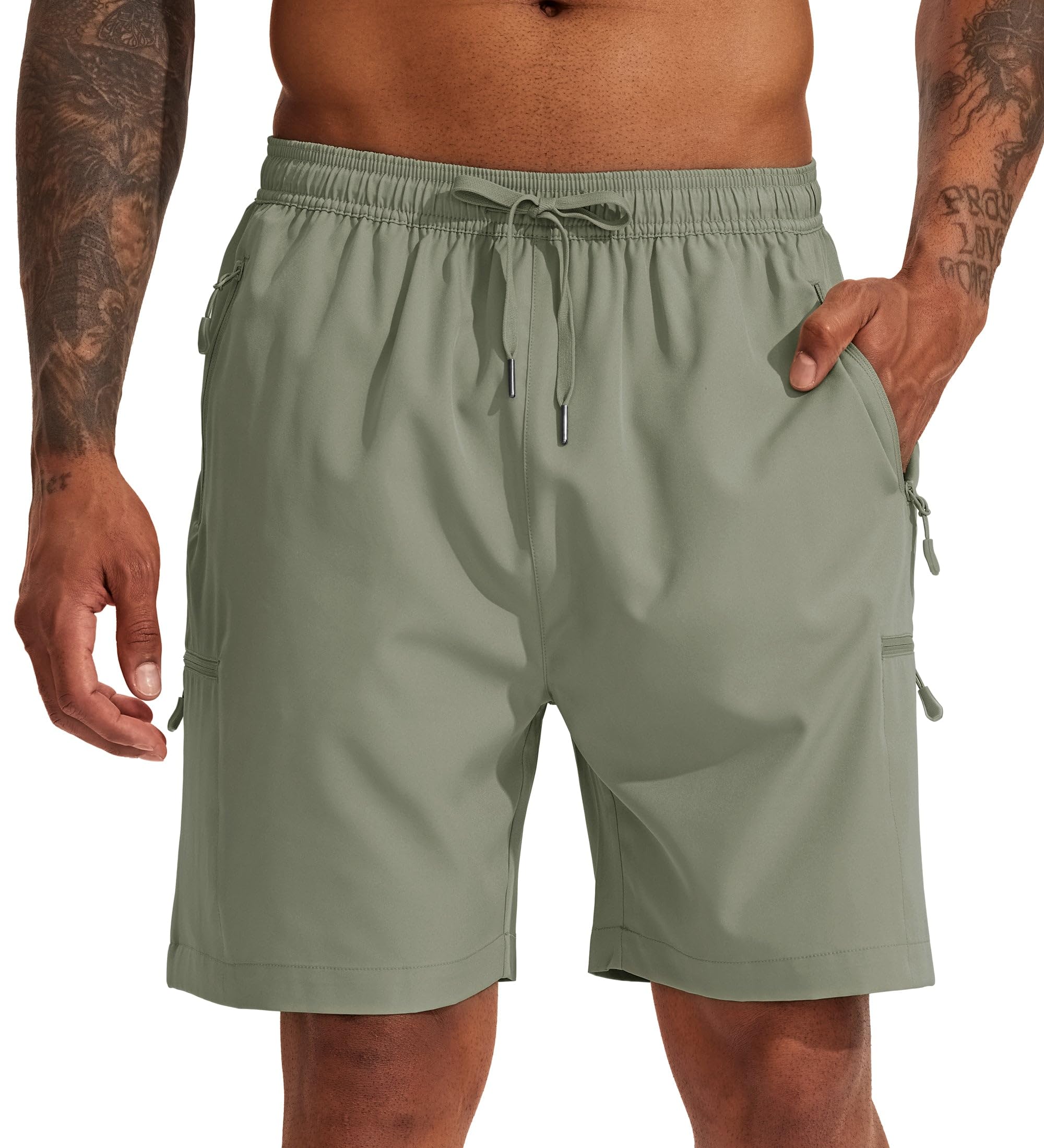 Willit Men's Hiking Cargo Shorts Quick Dry Golf Athletic Shorts 7" Lightweight Summer Shorts with Pockets Sage Green L