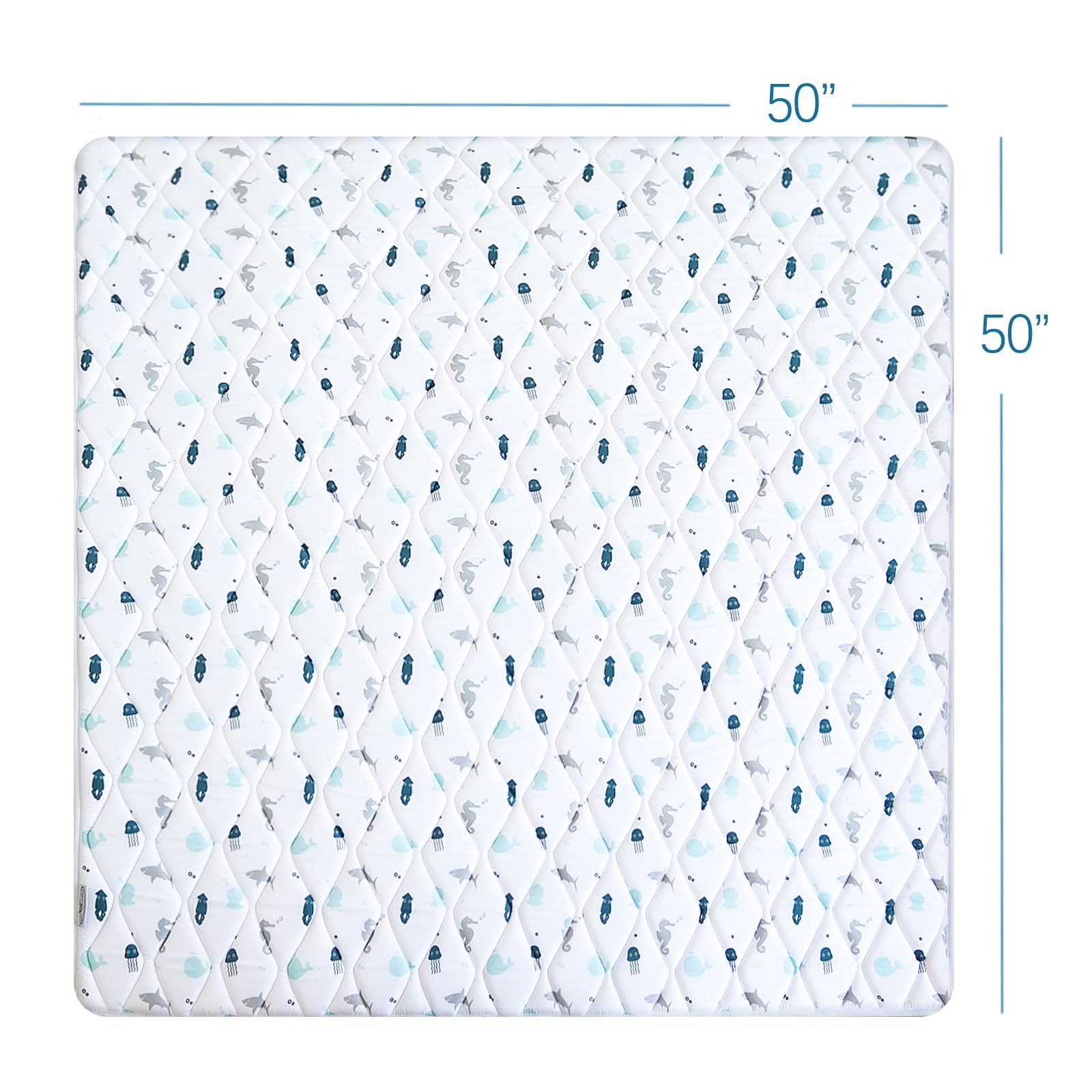 Premium Foam Baby Play Mat 50" X 50", Play Mat for Babies and Toddlers, Baby Floor Play Mat Non Slip Cushioned, Kids Play Mat for Playpen, Thick One-Piece Crawling Mat, Easy Clean, Whale