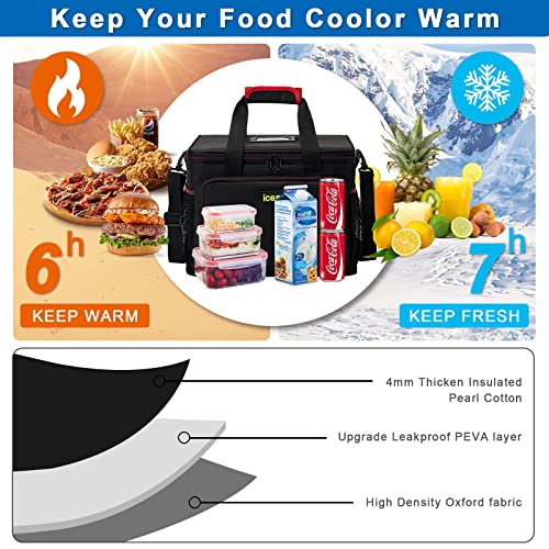 iceMi Large Insulated Lunch Bag, Black, Unisex, 17L