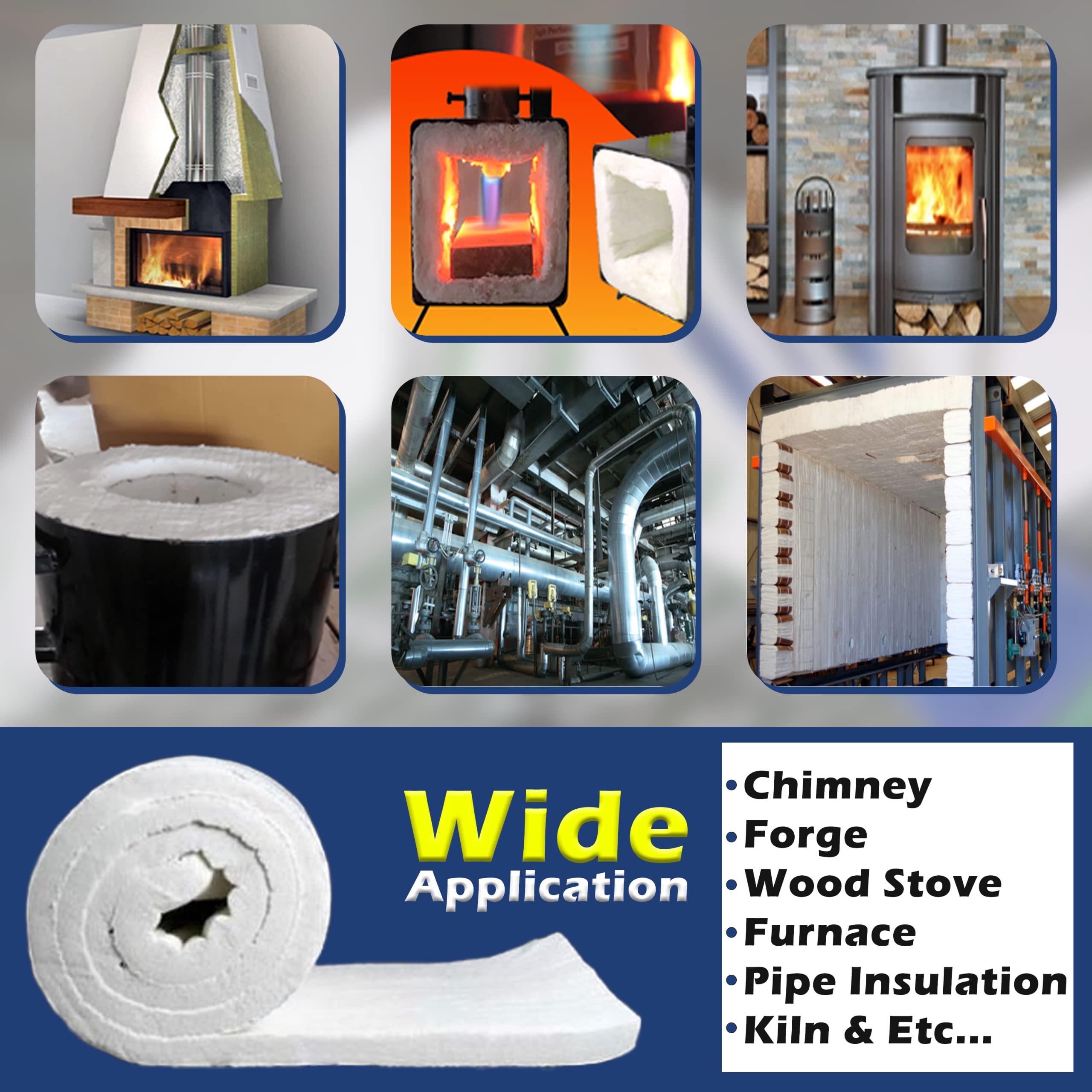 Simond Store Ceramic Fiber Insulation Roll, 2400F (1315C) 1"X24"X25', High Density Fireproof Insulation Blanket for Forge, Foundry, Furnace, Kiln, Wood Stove, Pizza Oven, Dishwasher Insulation Blanket