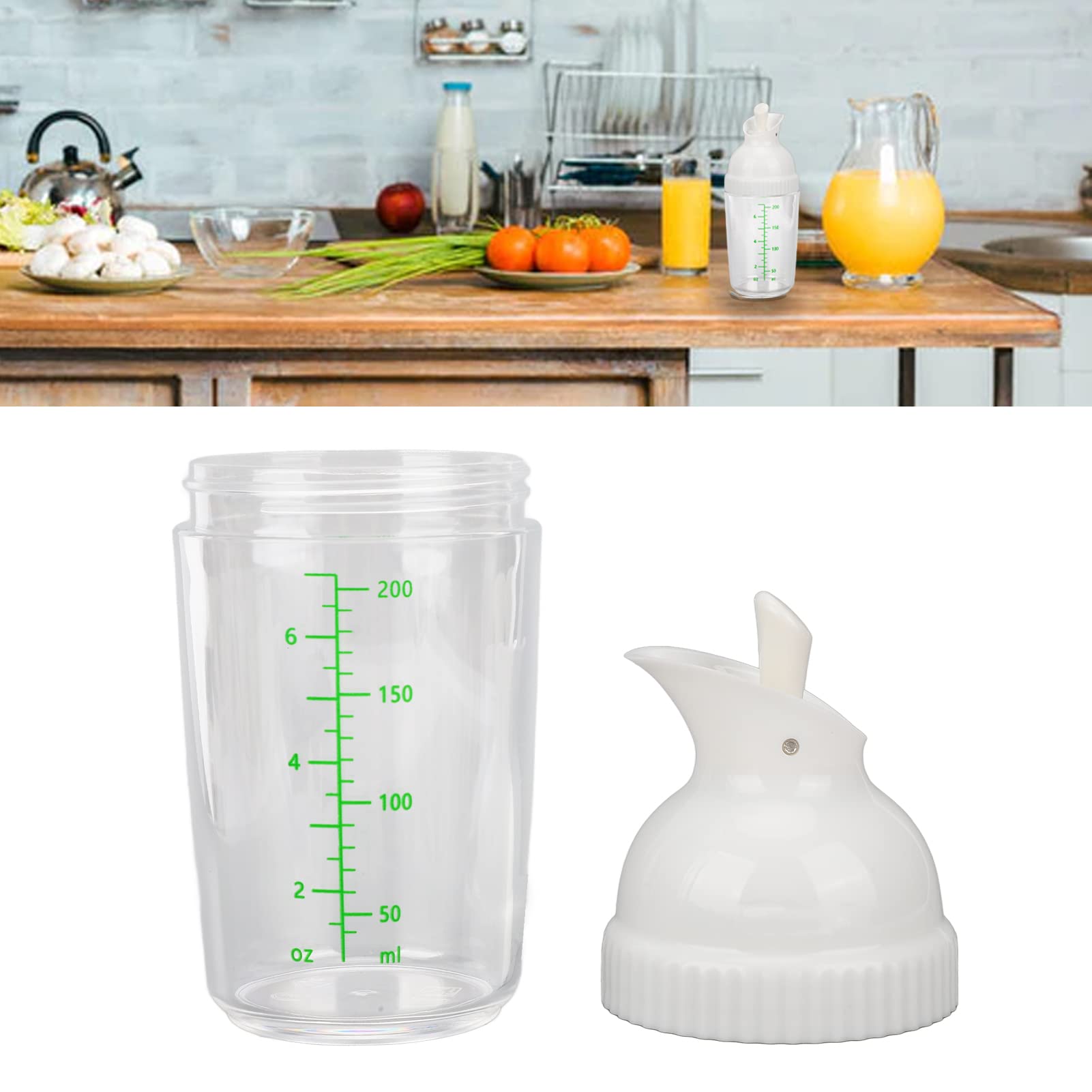 Fdit Salad Dressing Mixer Bottle, Salad Dressing Shaker, Salad Dressing Bottle 200ml Salad Dressing Shaker Salad Dressing Container (White)