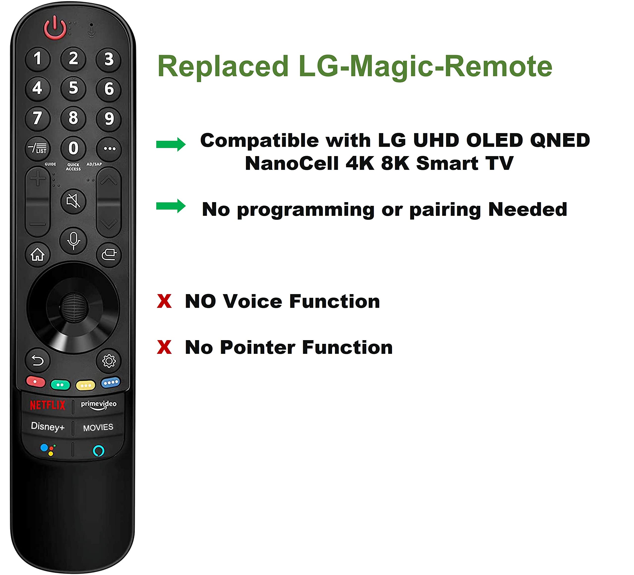 Magic Remote Control for LG TVs, Universal Remote Replacement for LG LED OLED LCD 4K UHD Smart TV (No Voice Search, NO Voice Magic Pointer Function)