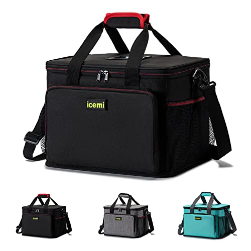 iceMi Large Insulated Lunch Bag, Black, Unisex, 17L