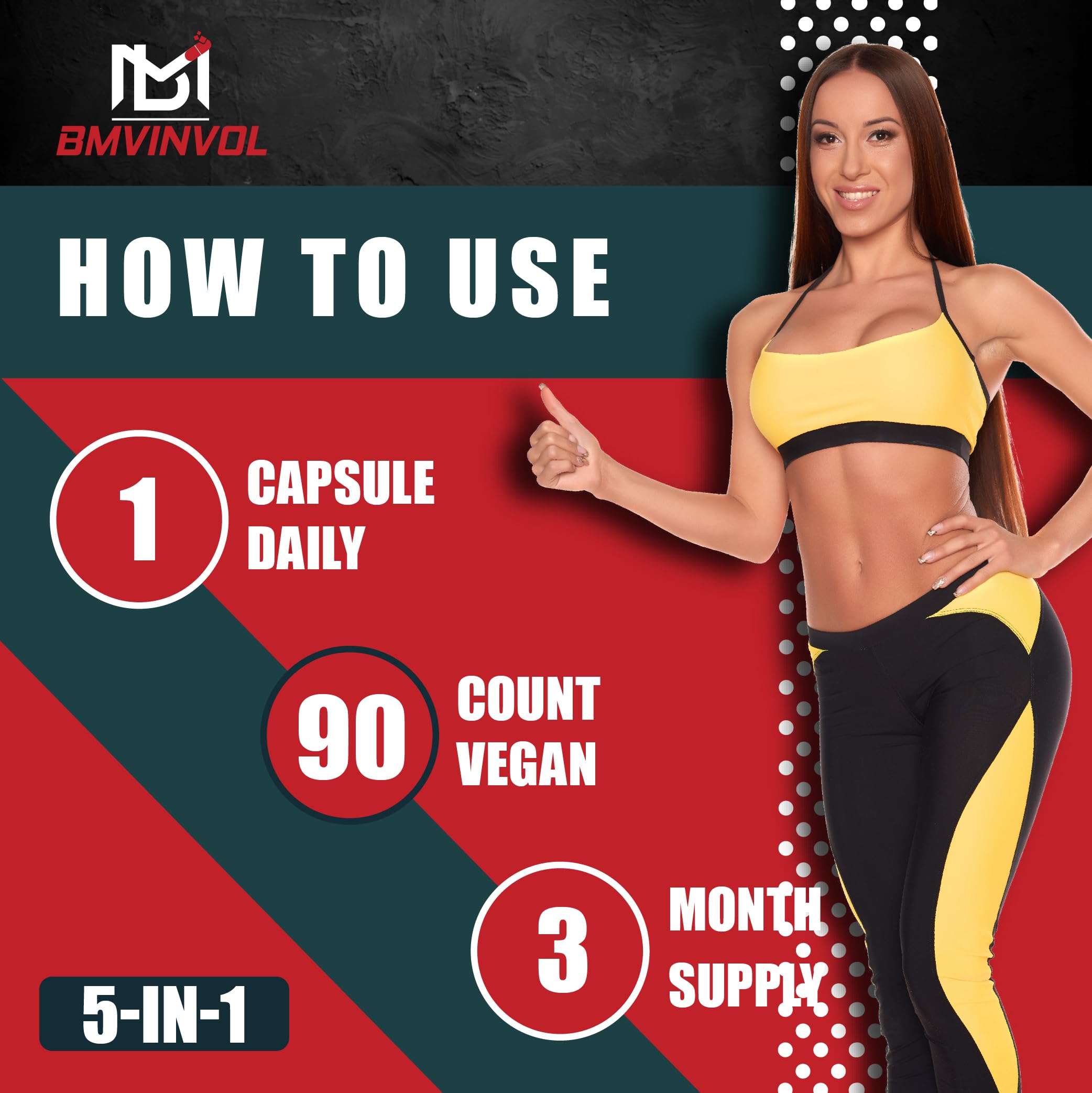 5-in-1 Berberine with Ceylon Cinnamon Milk Thistle Turmeric Artichoke - 3 Month Supply - 90 Capsules