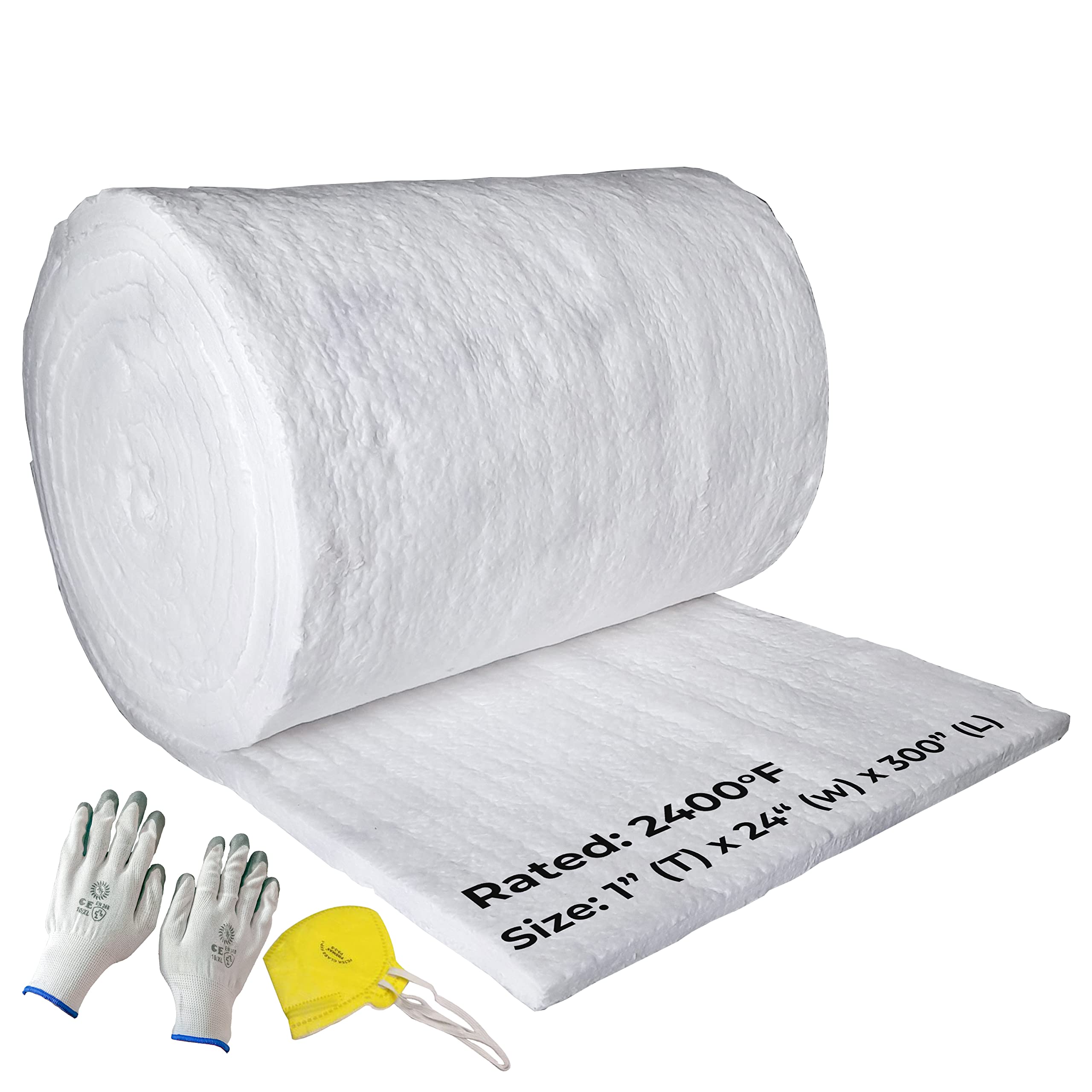 Simond Store Ceramic Fiber Insulation Roll, 2400F (1315C) 1"X24"X25', High Density Fireproof Insulation Blanket for Forge, Foundry, Furnace, Kiln, Wood Stove, Pizza Oven, Dishwasher Insulation Blanket