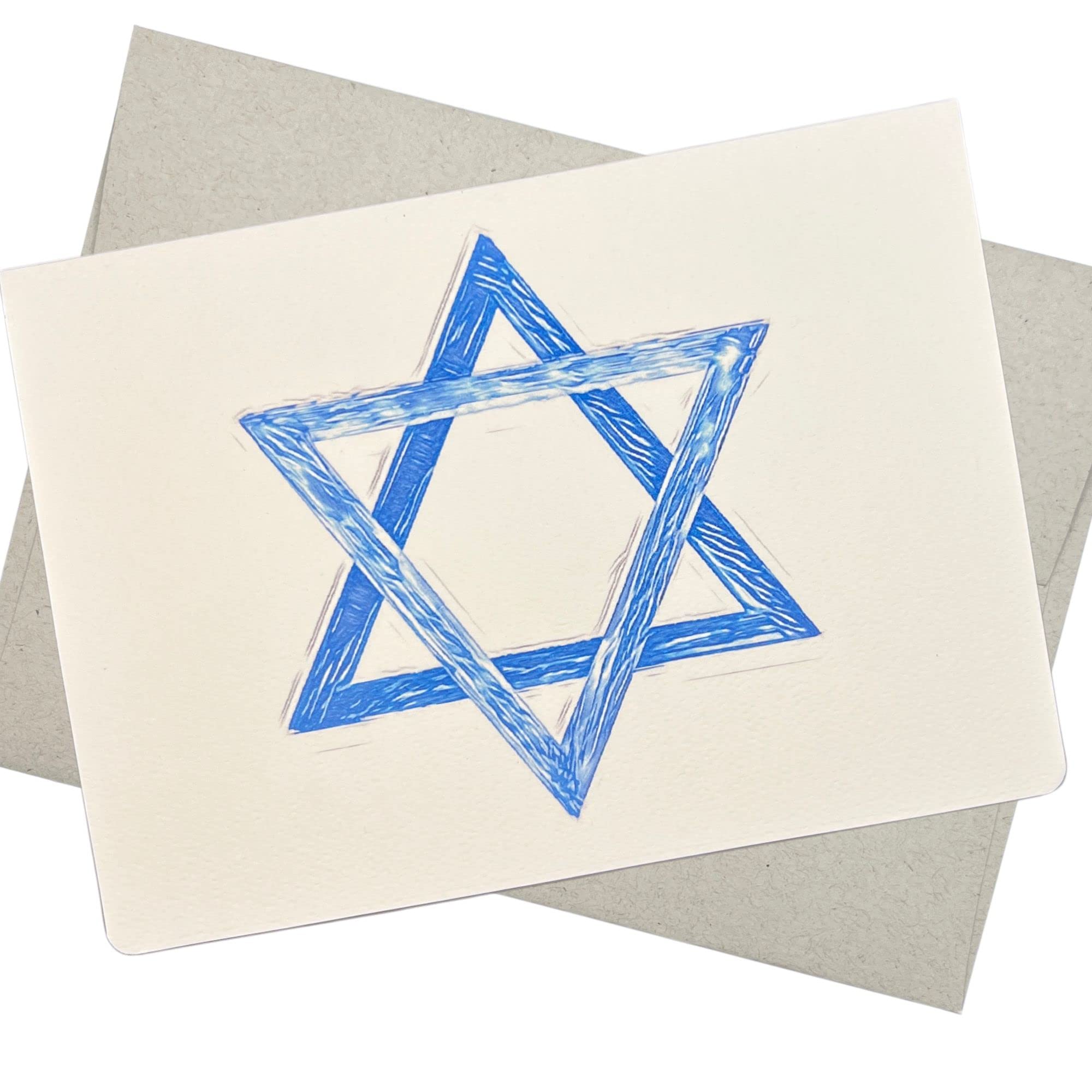 Star of David Greeting Card with Envelope (1 Card, 5X7 Inch, Blank Inside) Jewish Themed for Passover, Bar and Bat Mitzvah, Yom Kippur, Rosh Hashanah, Hanukkah - 28