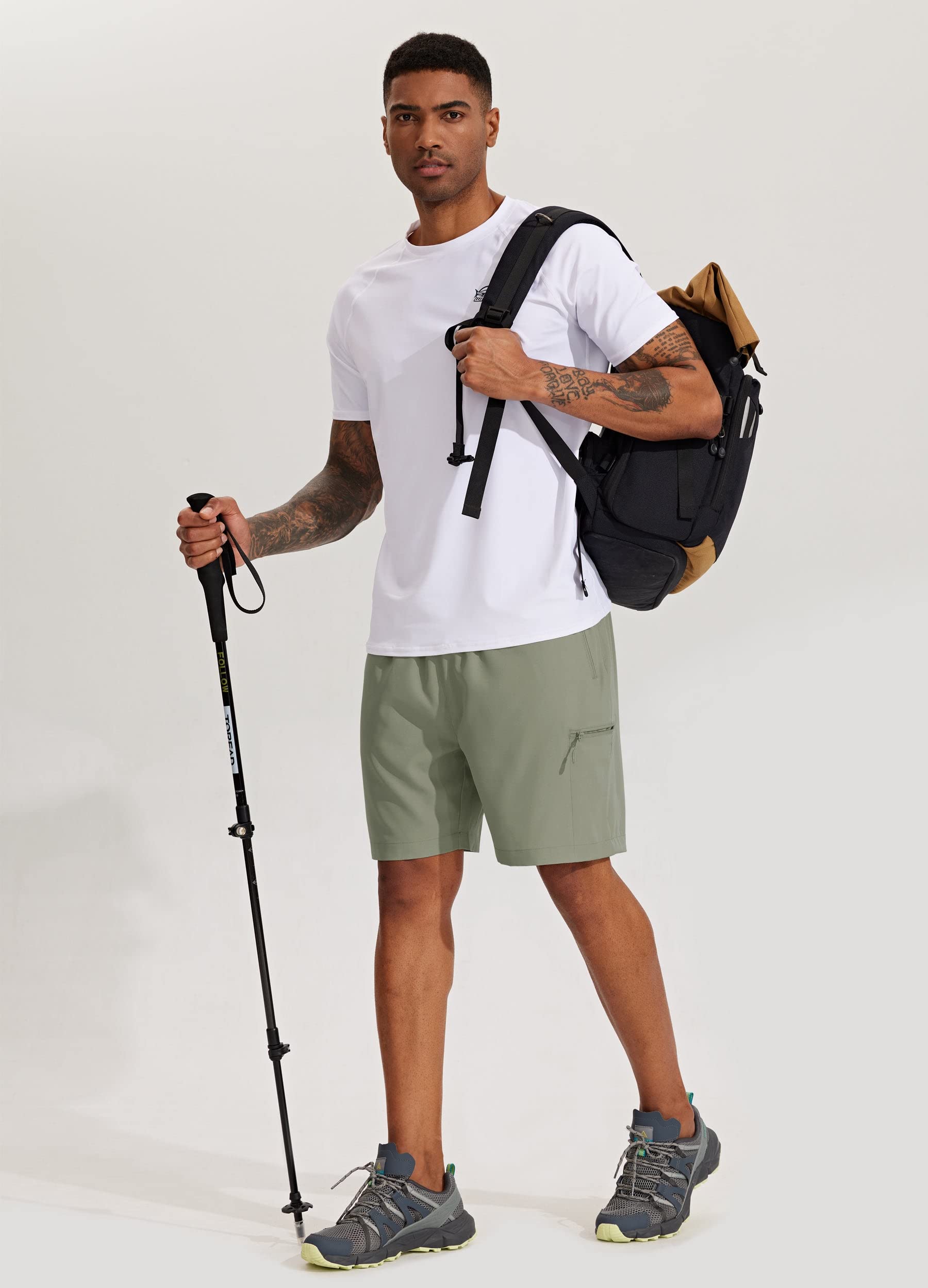 Willit Men's Hiking Cargo Shorts Quick Dry Golf Athletic Shorts 7" Lightweight Summer Shorts with Pockets Sage Green L