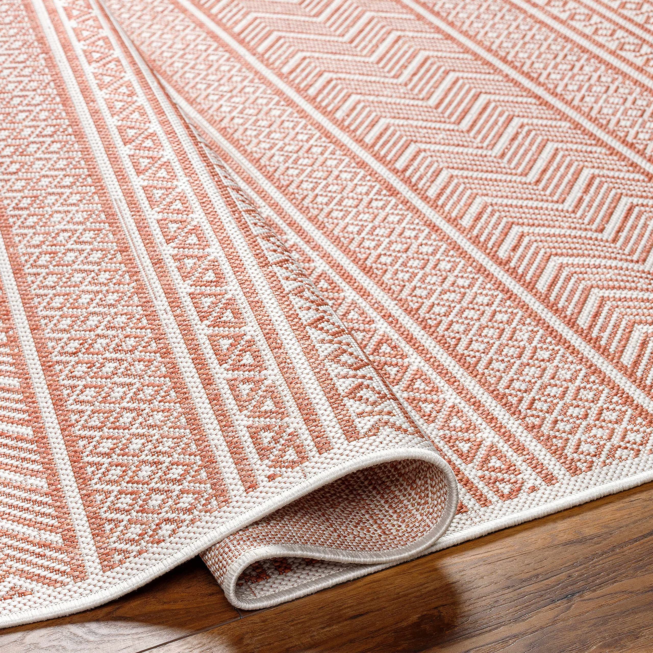 Hauteloom Howie Hallway, Kitchen Patio Outdoor Runner Rug - Beige, Orange, Brown - 2'7" x 12'