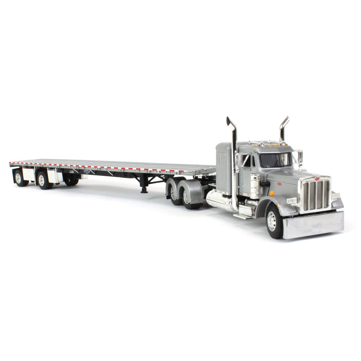 DCP 1/64 Silver & Black Peterbilt 359 36" Flattop Sleeper w/ 53' Wilson Roadbrute Flatbed Trailer 60-1540