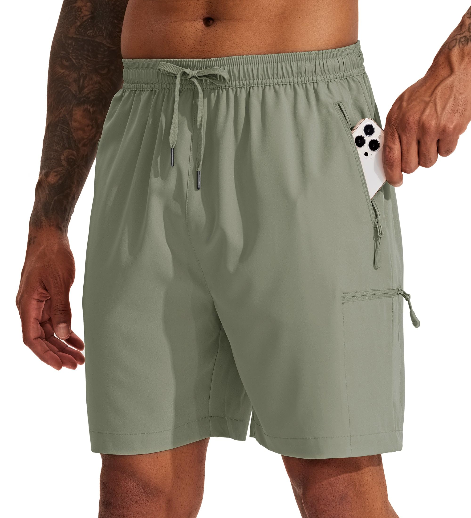 Willit Men's Hiking Cargo Shorts Quick Dry Golf Athletic Shorts 7" Lightweight Summer Shorts with Pockets Sage Green L