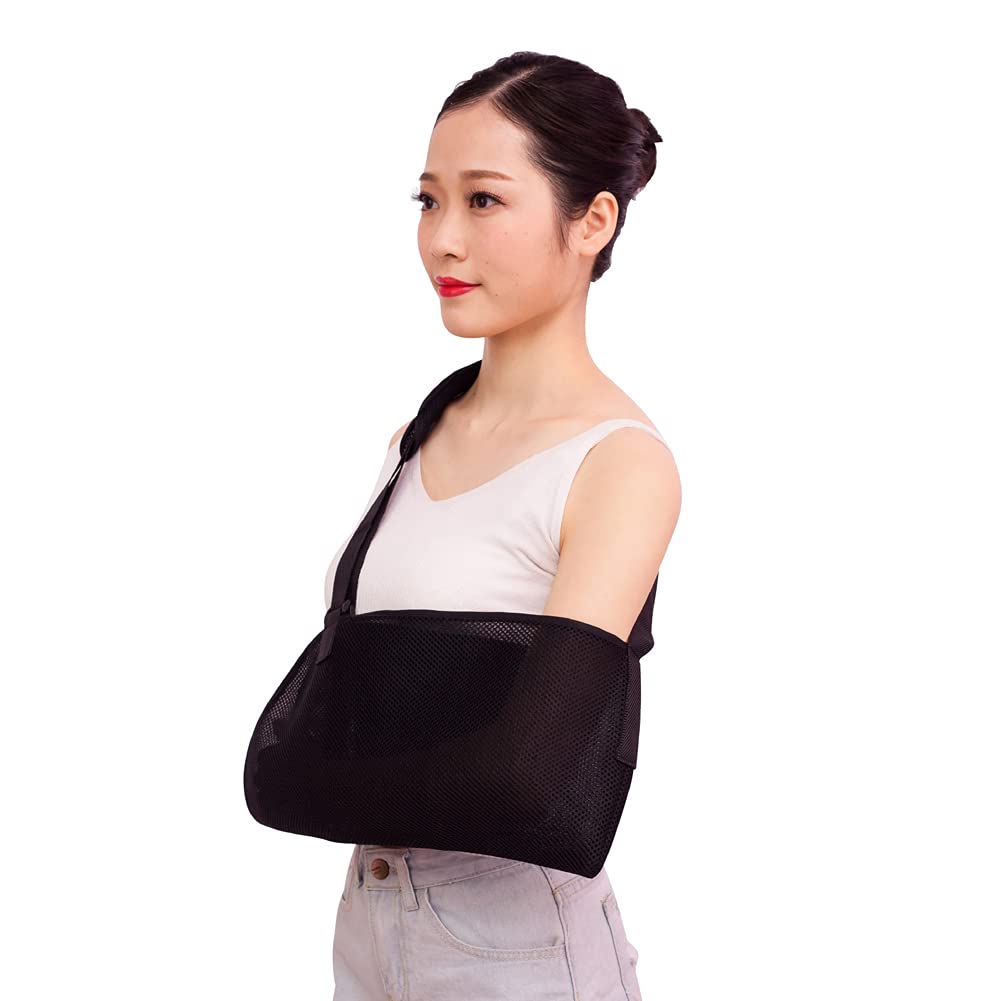 Medsuo Breathable Mesh Shoulder Sling Arm Brace Arm Sling Adjustable Right/Left Support for Adult Men and Wome Stabilizer for Elbow Wrist Thumb Injuries Dislocation