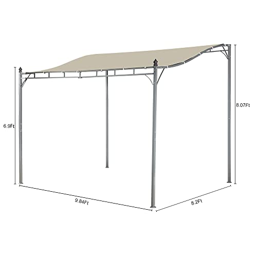 Aweather Metal Pergola Gazebo for Patio Backyard,Sun Shade Shelter for Porch Party,Garden,Grill Gazebo(Beige)