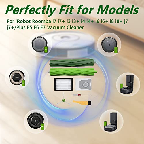 CERO Replacement Parts for iRobot Roomba i3 i3+ i4 i4+ i6 i6+ i7 i7+ i8 i8+ E5 E6 E7 j7 (7150) j7+ (7550) I,E,J Series Vacuum Cleaner, Roller Brushes, Filters,Edge Sweeping Brushes Replacement Kits