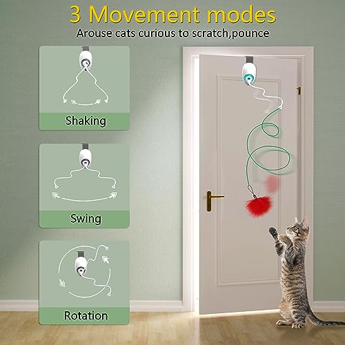 umosis Hanging Cat Toy, Automatic Teaser Cat String Toy, Electronic Interactive Kitten Mental Physical Exercise Cat Toys for Indoor Cats, Rechargeable
