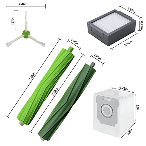 CERO Replacement Parts for iRobot Roomba i3 i3+ i4 i4+ i6 i6+ i7 i7+ i8 i8+ E5 E6 E7 j7 (7150) j7+ (7550) I,E,J Series Vacuum Cleaner, Roller Brushes, Filters,Edge Sweeping Brushes Replacement Kits