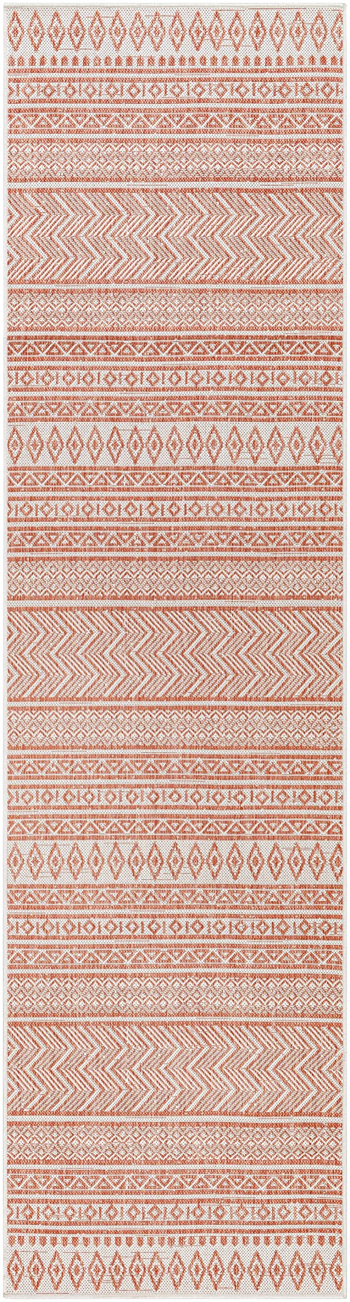 Hauteloom Howie Hallway, Kitchen Patio Outdoor Runner Rug - Beige, Orange, Brown - 2'7" x 12'