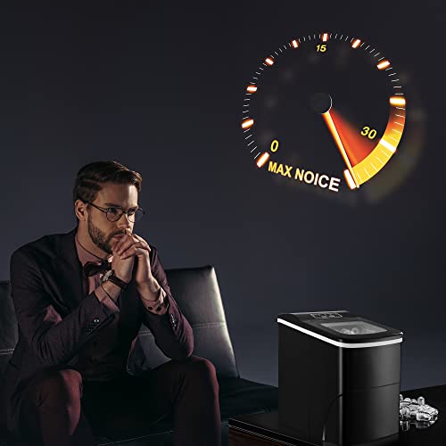 Ice Maker Countertop, Efficient Easy Carry Ice Machine,30Lbs/Day,Ideal for Restaurant, Bars, Home and Offices, Includes Scoop