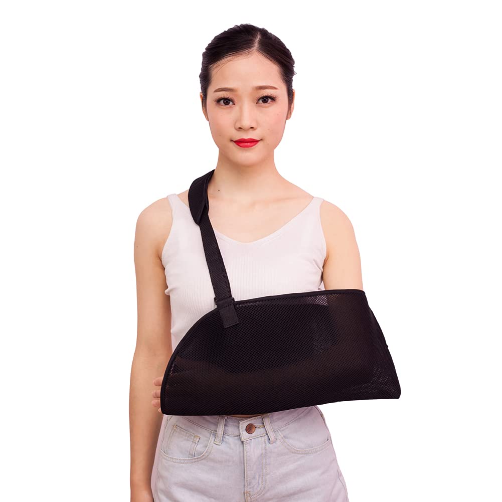 Medsuo Breathable Mesh Shoulder Sling Arm Brace Arm Sling Adjustable Right/Left Support for Adult Men and Wome Stabilizer for Elbow Wrist Thumb Injuries Dislocation