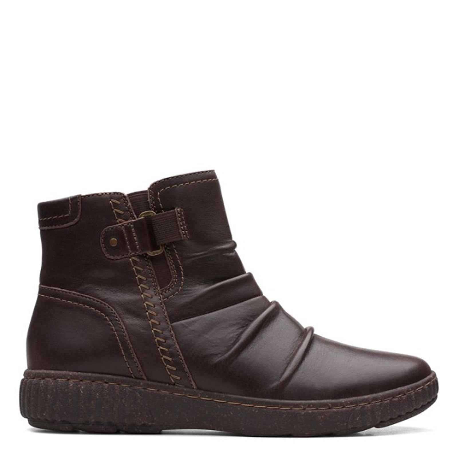 Clarks Women's Caroline Orchid Ankle Boot, Dark Brown, 9