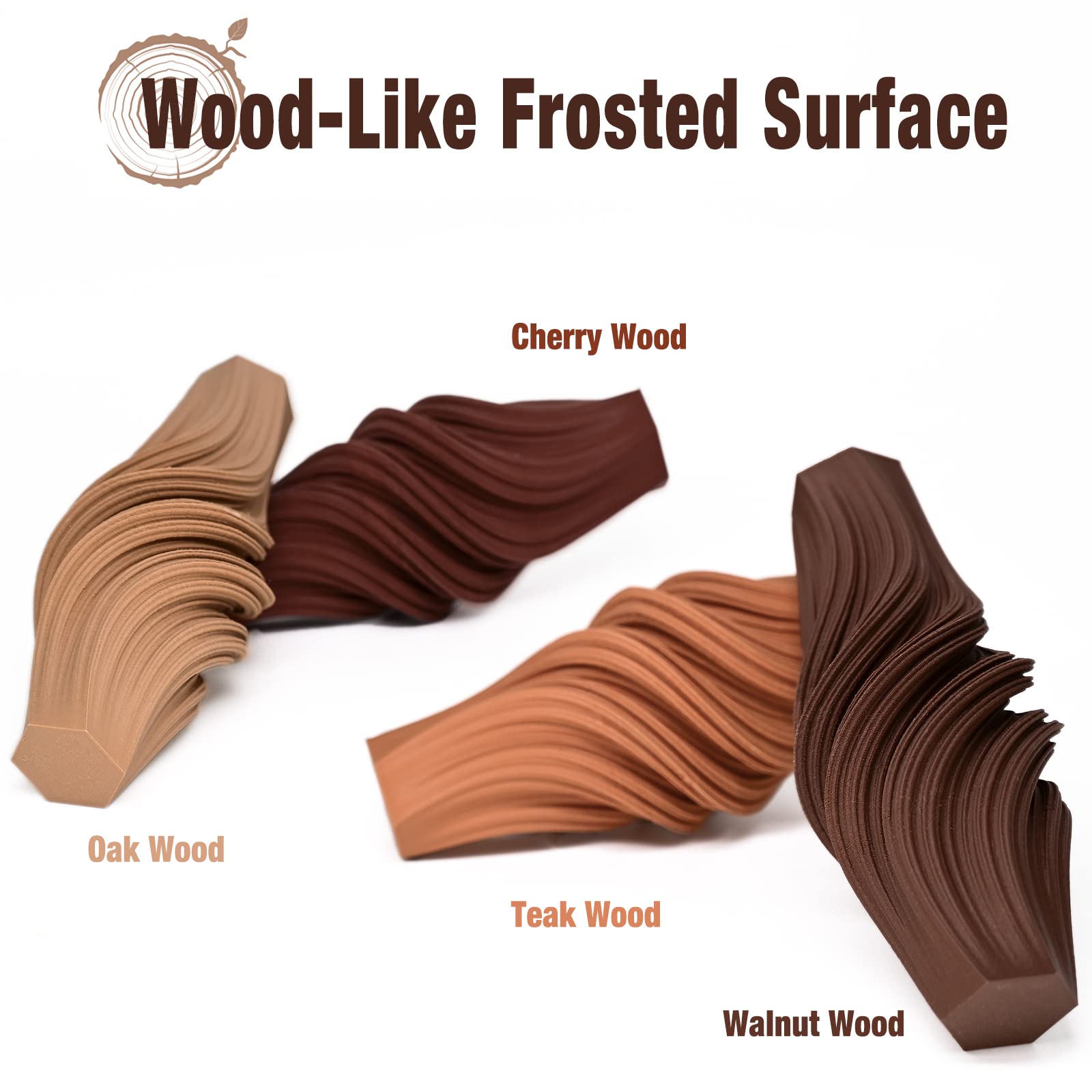 OVV3D Wood 3D Printer Filament Bundle, Wood PLA Filament 1.75mm Bundle, Wood Filament More Than 30% Real Wood Fiber, Walnut, Oak, Cherry, Teak, 1.75 PLA Filament 3D Printing Filament, 200g X 4 Pack