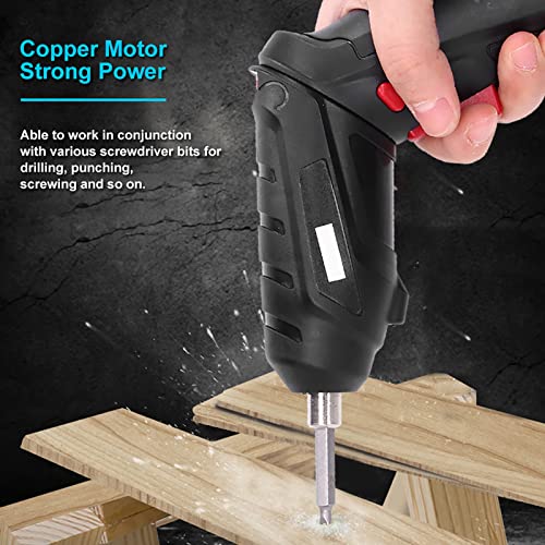 Portable Electric Screwdriver USB Rechargeable with 2pcs Bit Tool Set for Drilling Repair cordless screwdriver rechargeable screwdriver small electric screwdriver (Black 4.2V)