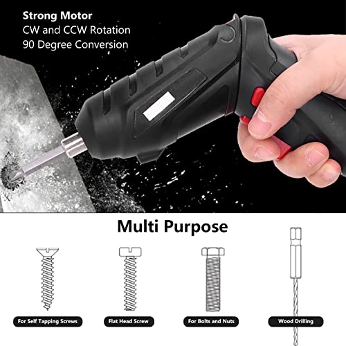 Portable Electric Screwdriver USB Rechargeable with 2pcs Bit Tool Set for Drilling Repair cordless screwdriver rechargeable screwdriver small electric screwdriver (Black 4.2V)