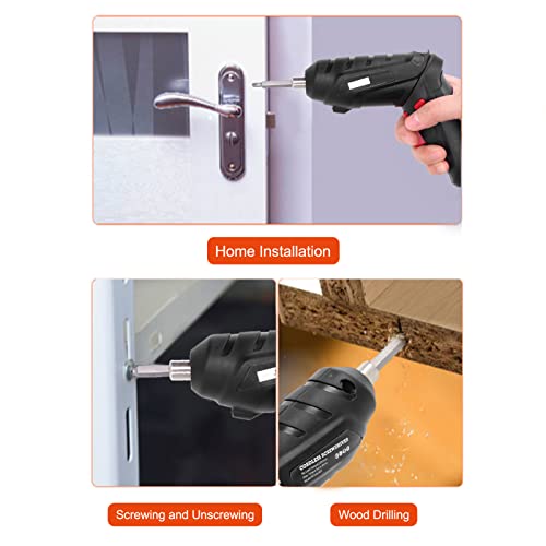 Portable Electric Screwdriver USB Rechargeable with 2pcs Bit Tool Set for Drilling Repair cordless screwdriver rechargeable screwdriver small electric screwdriver (Black 4.2V)