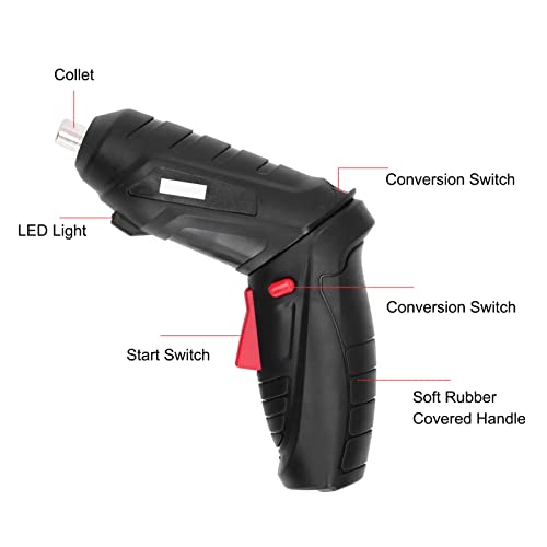 Portable Electric Screwdriver USB Rechargeable with 2pcs Bit Tool Set for Drilling Repair cordless screwdriver rechargeable screwdriver small electric screwdriver (Black 4.2V)