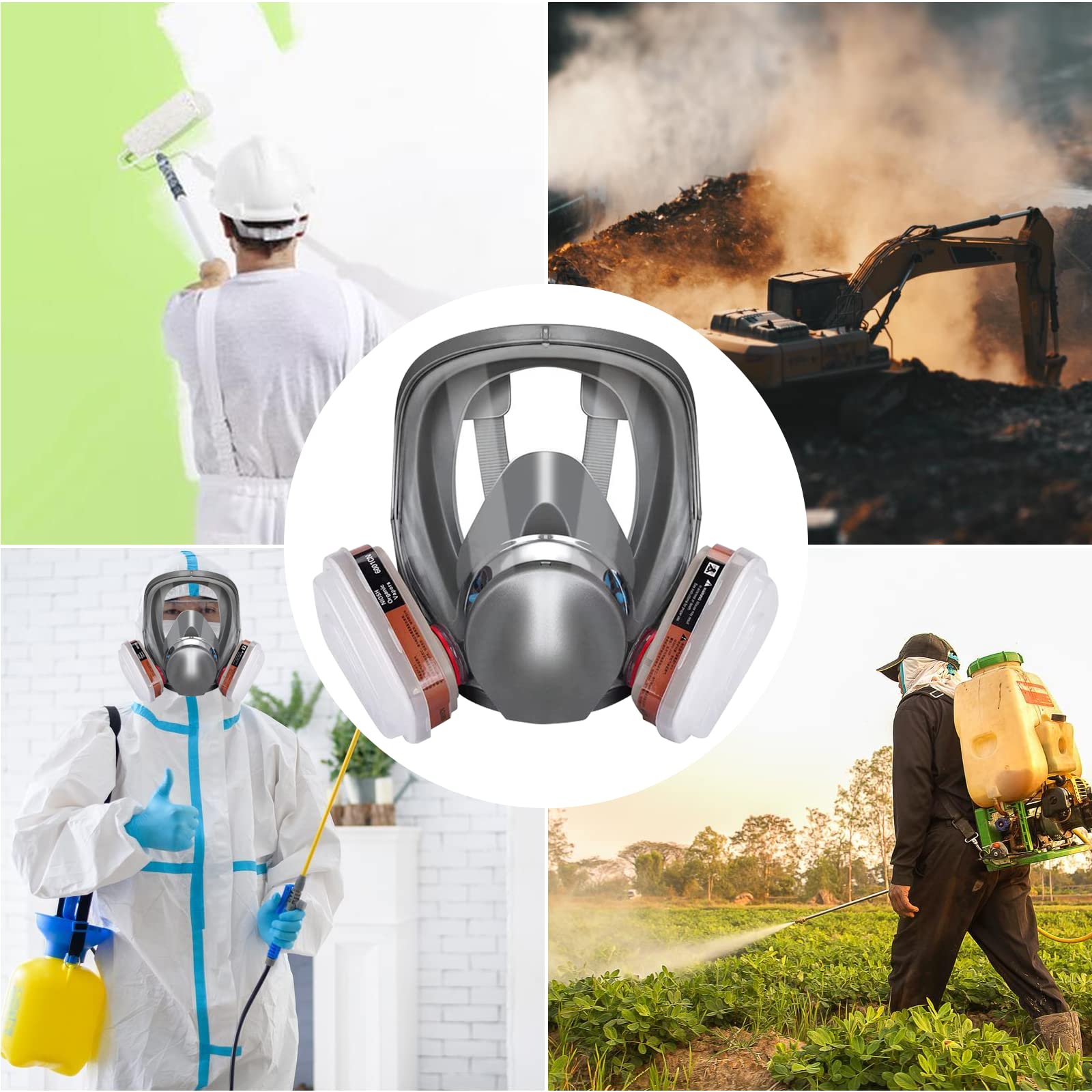 Full Face Respirаtor Reusable, Cover Organic Vapor Anti-fog mask,Full Face Cover, for Paint, Against Dust, Formaldehyde, Polishing, Staining, Car Spraying, Sanding, Cutting and other work protection