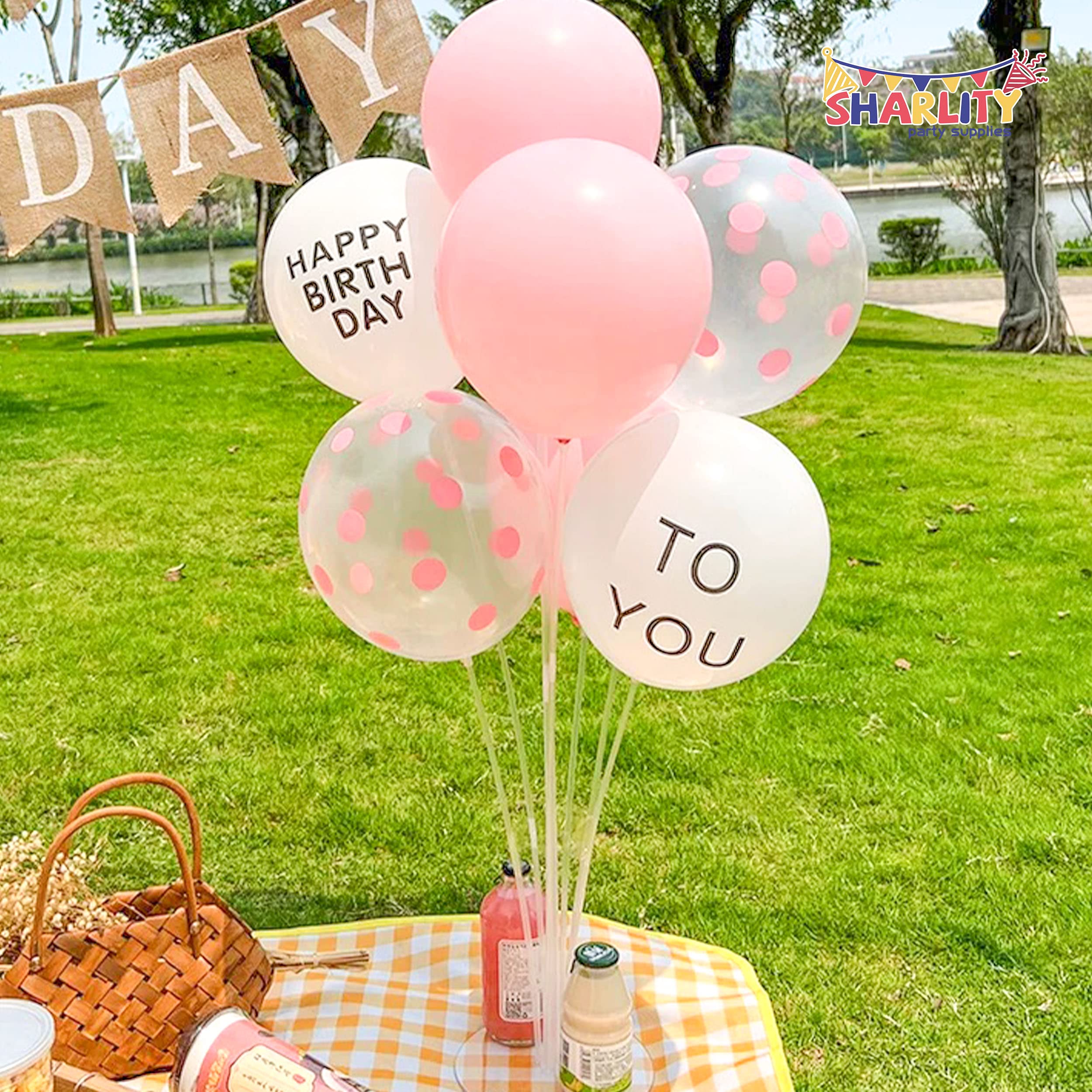 Sharlity 20 Sets Balloon Stand Kit Table Balloon Stand Holder for Graduation Birthday Baby Shower Wedding Anniversary Party Decorations