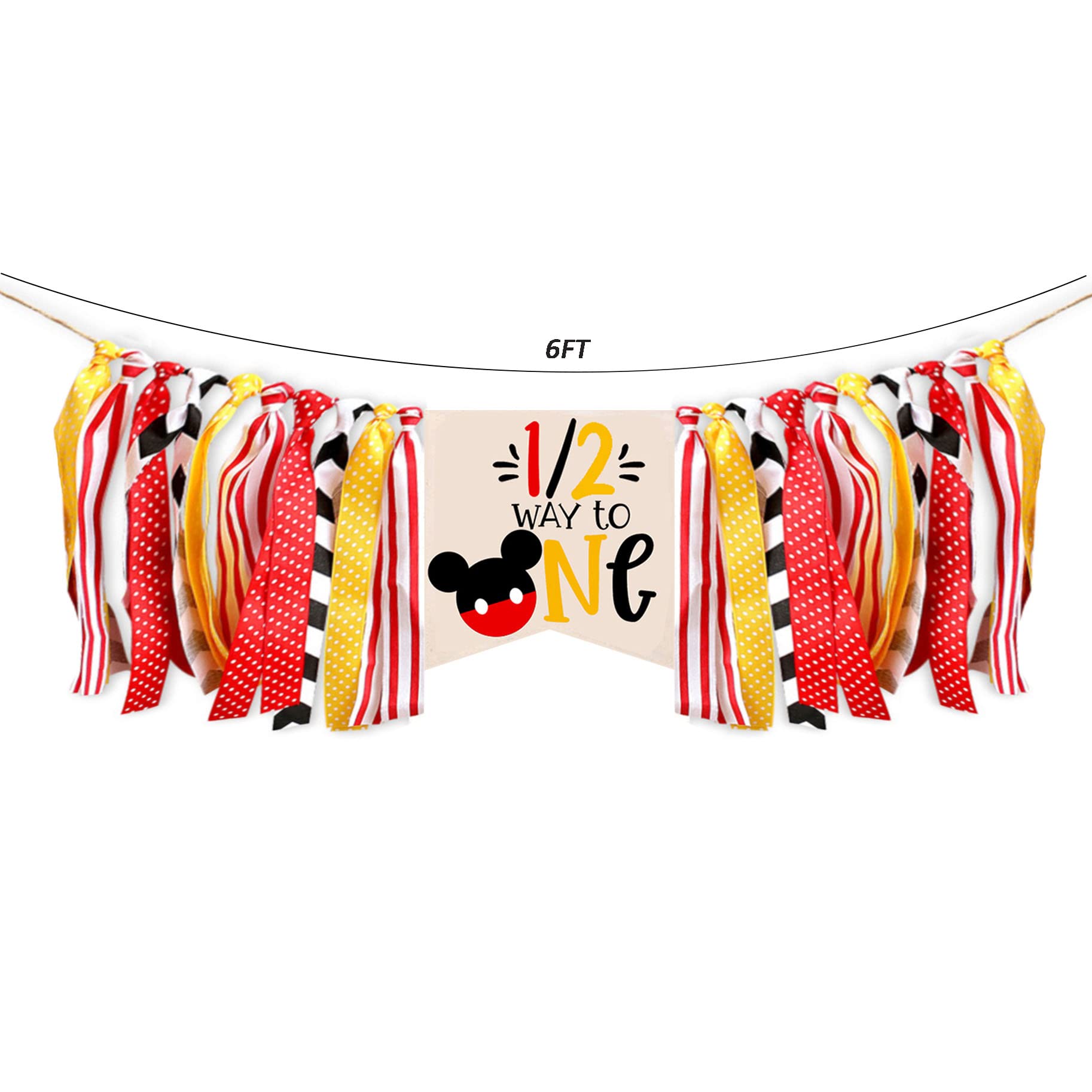 Mickey Theme Mouse Half Birthday Decorations,Mickey High Chair Banner. Mouse Decorations for Events, Mickey Decorations for Kids' Birthday Party.