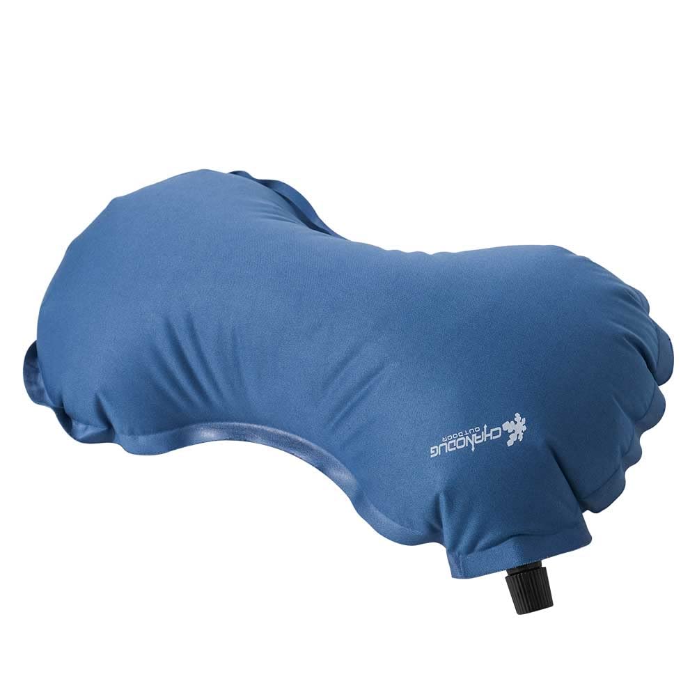 CHANODUG Portable Inflatable Lumbar Support Travel Pillow with Memory Foam Insert - Perfect for Lower Back Pain Relief, Comfort and Support While Flying, Driving, Camping (Blue)