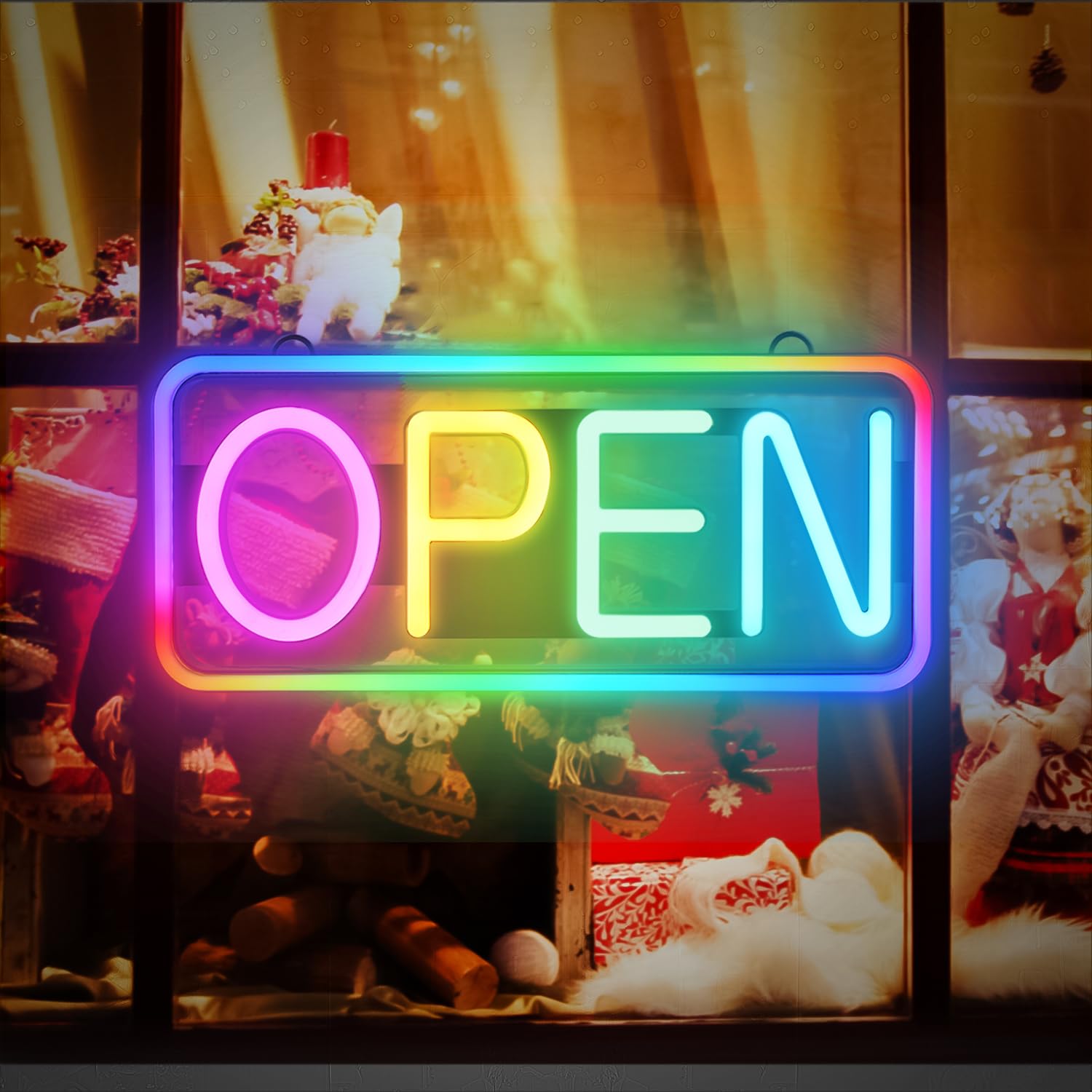 Led Open Sign, 21×10 inch Neon Open Sign with Remote, Color Changing & Scrolling Modes, Adjustable Brightness and Speed RGB Open Signs for Business Bar Restaurant Hotel Storefront Window
