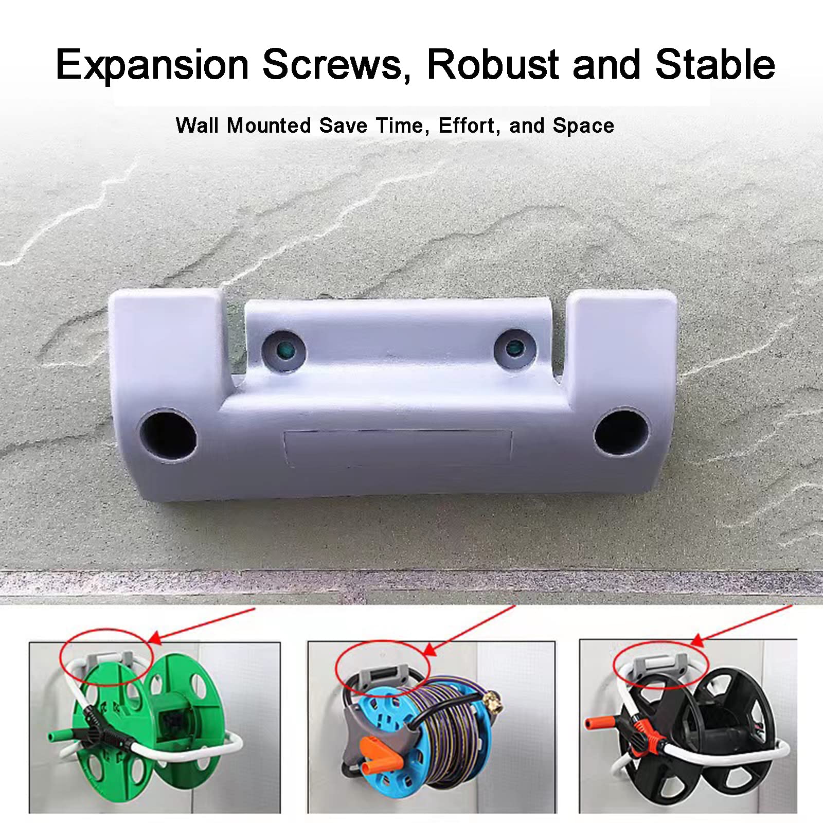 Water Hose Reel Wall Bracket PVC Plastic Garden Hose Reel Holder Wall Mount with 4 Screws & Plugs Easy Installation Hose Reel Hanger for Holding Diameter 0.78inch/2cm