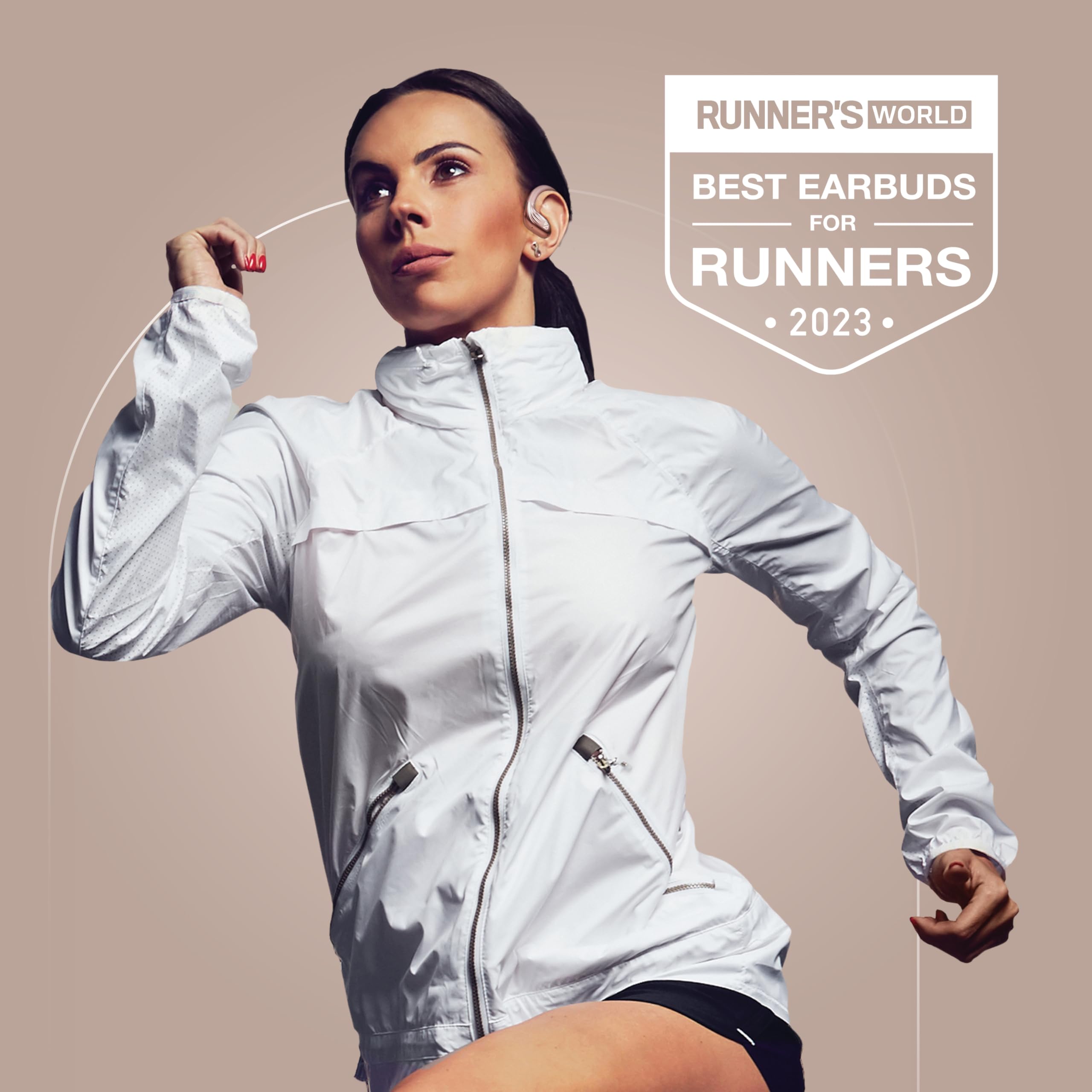 Back Bay Audio Runner 60 - Rose Gold Wireless Running Earbuds, 80 Hour Long Battery Life Over The Ear Earbuds with EarHooks, Wrap Around Ear Buds Wireless Bluetooth Earbuds with Microphone